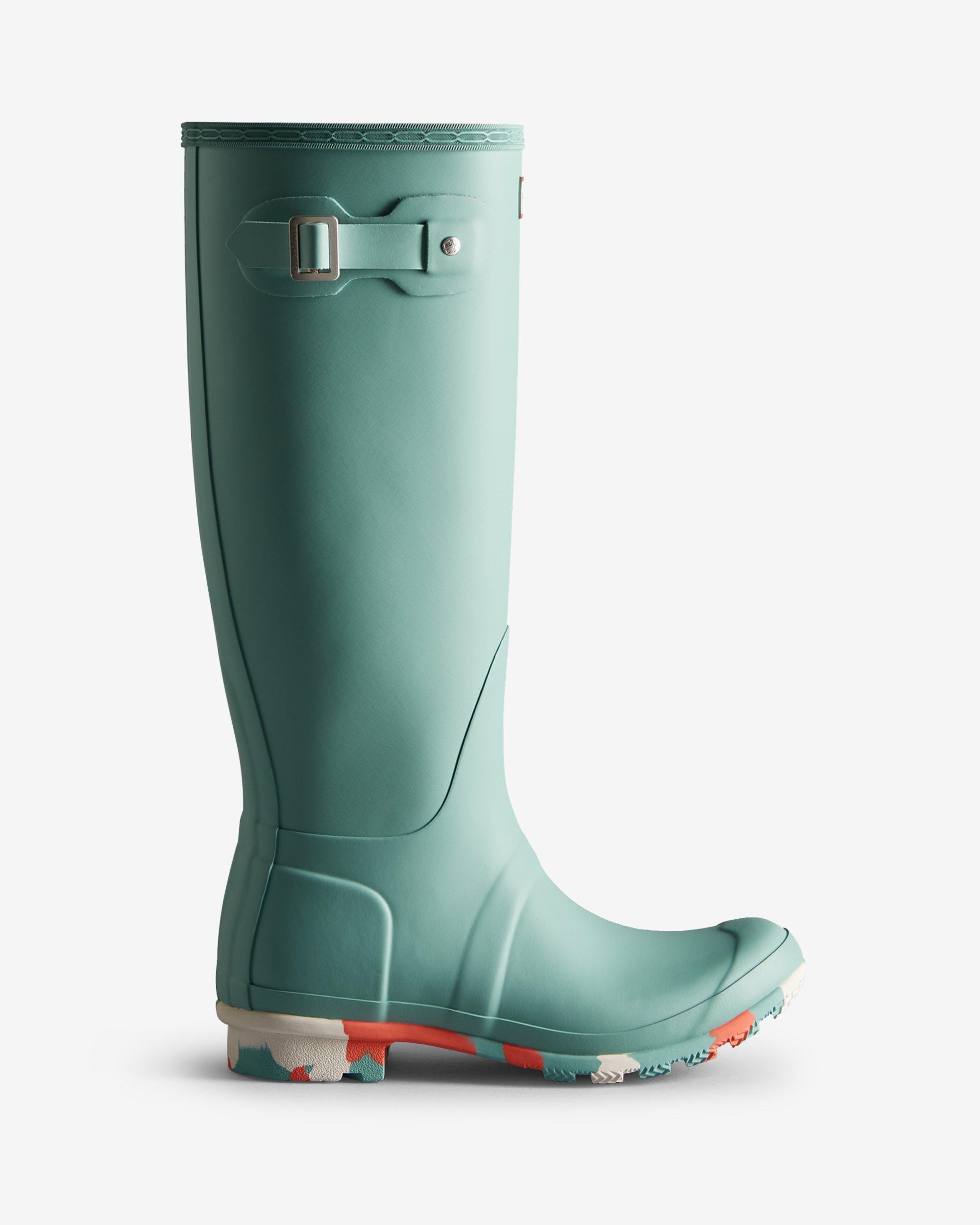 Hunter Colour Splash Sole Tall Rain Boots In Green Lyst