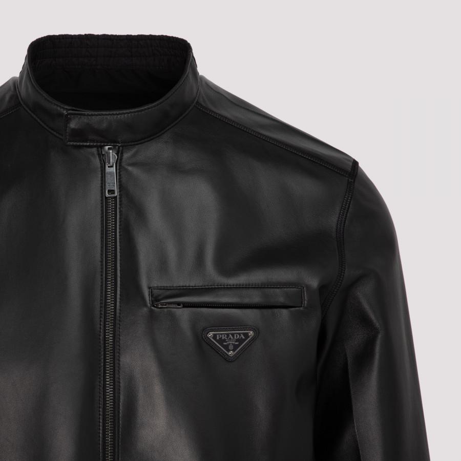 Prada Leather Jacket 50 in Black for Men - Lyst