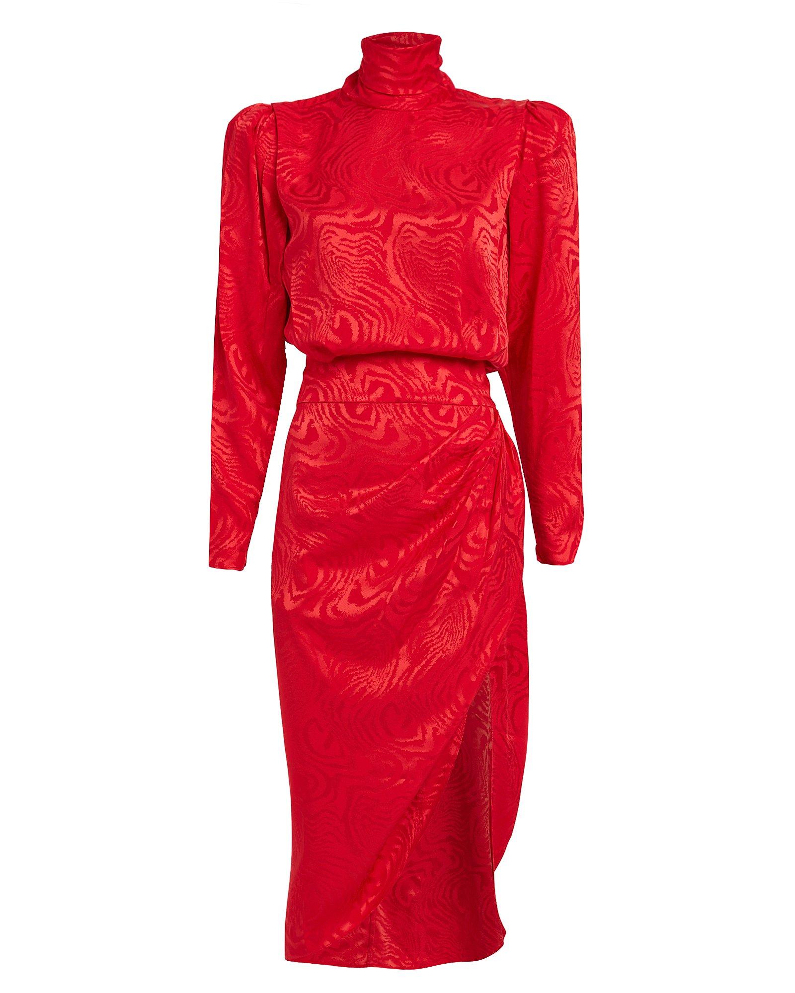 Ronny Kobo Kaira Moiré High Neck Dress in Red | Lyst Ronny Kobo Kaira Moiré High Neck Dress in Red | Lyst