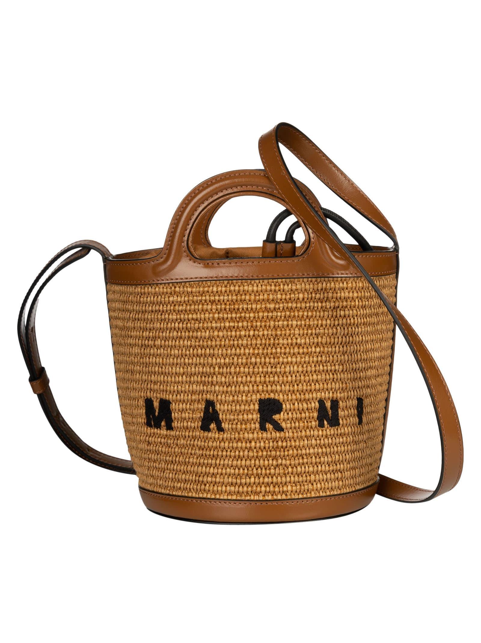 Marni Logo Weaved Tote in Brown | Lyst