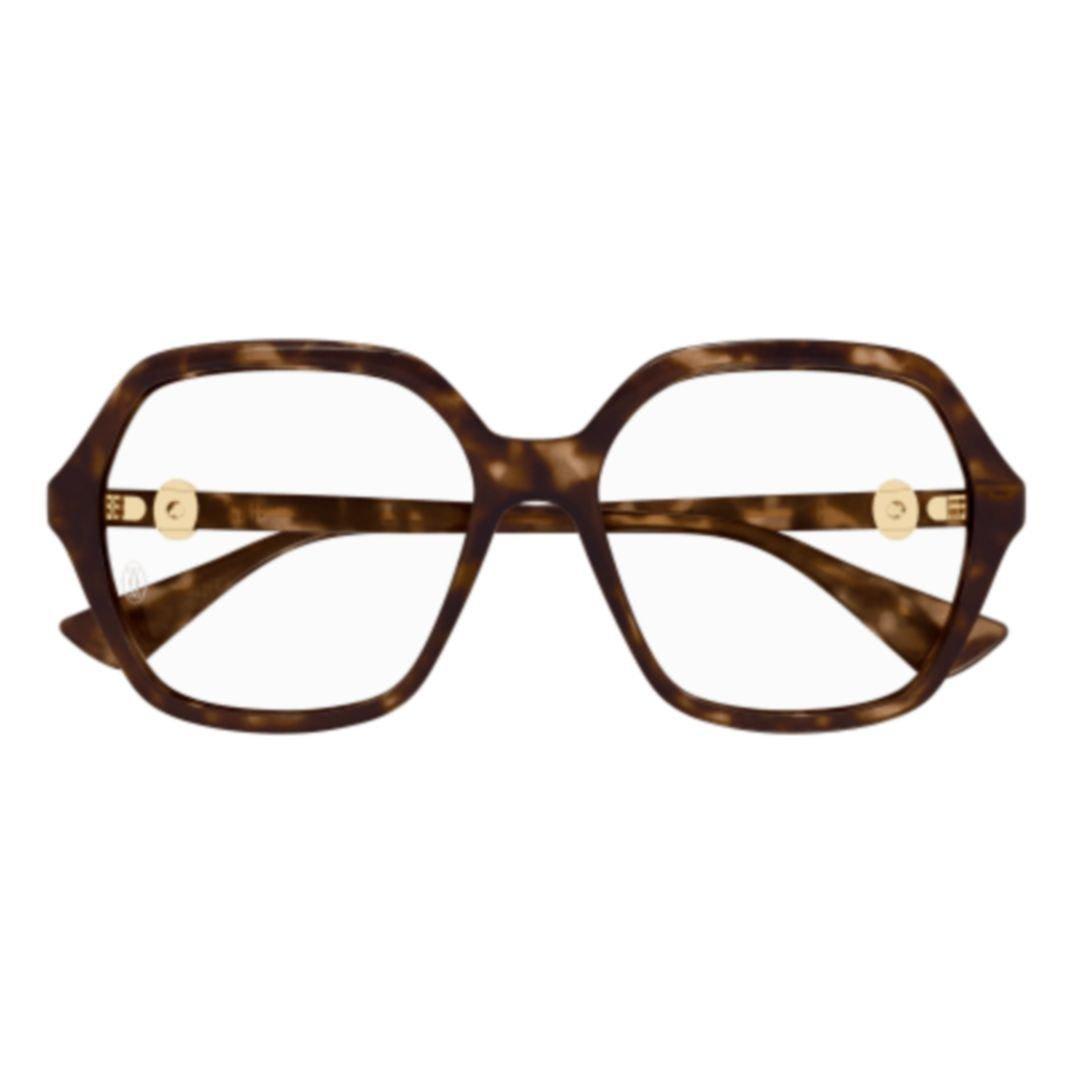 Cartier Geometric Frame Glasses In Brown Lyst