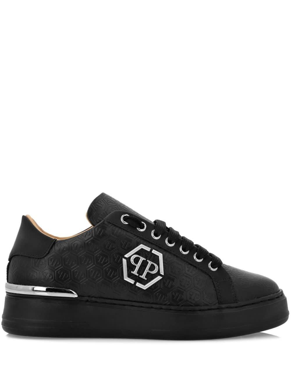 Philipp Plein Nappa Leather Low-Top Sneakers Monogram in Black for Men ...