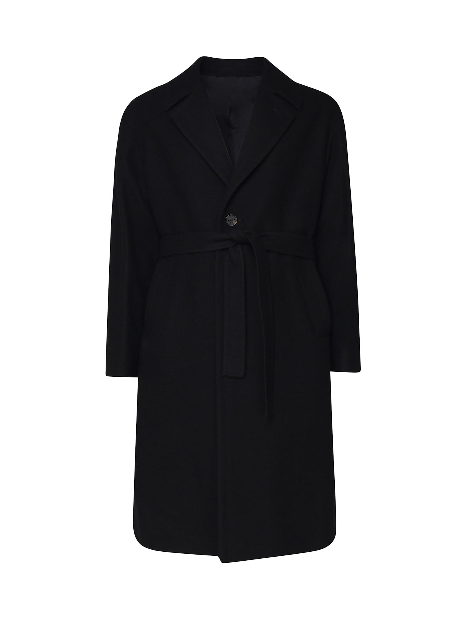 Hevò Single-Breasted Wool Overcoat in Black for Men | Lyst