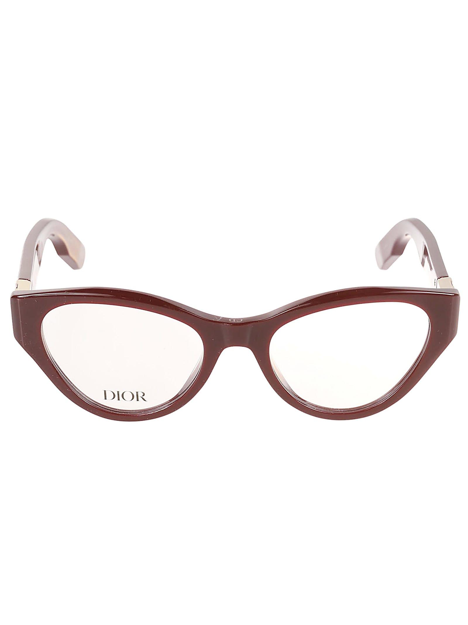 Dior Quilted Temples Logo Detail Glasses in Brown | Lyst UK
