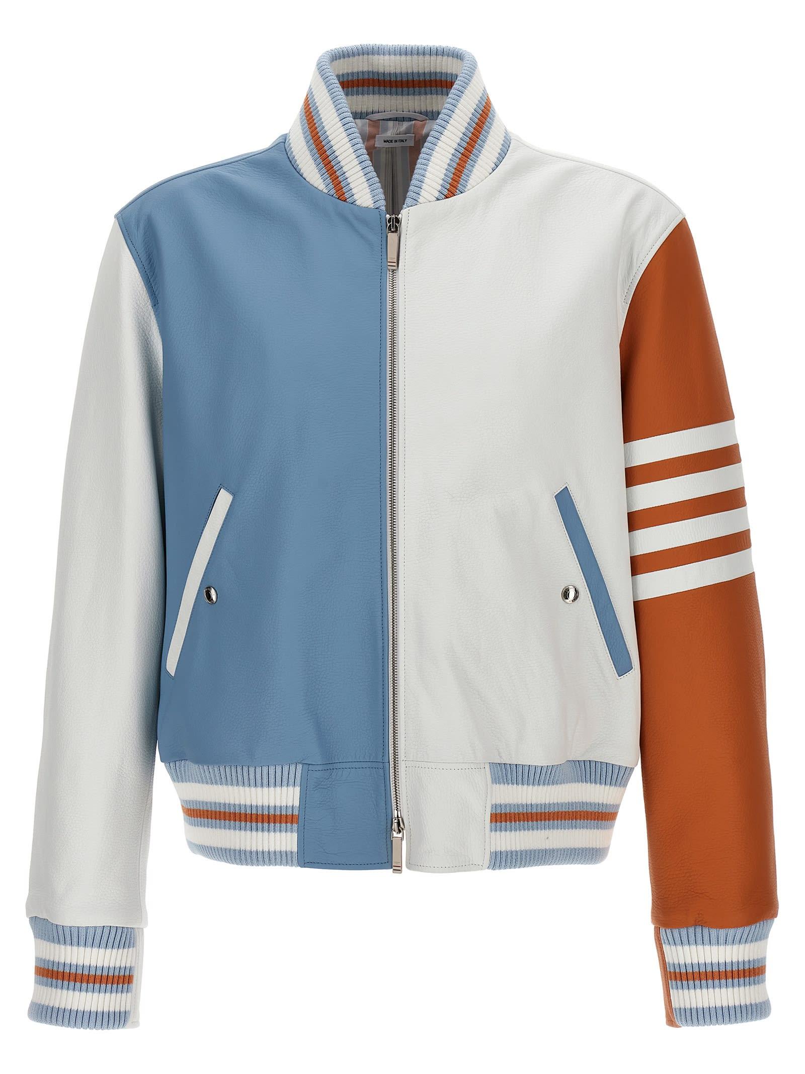 Thom Browne Leather Bomber Jacket Casual Jackets, Parka in Blue for Men ...