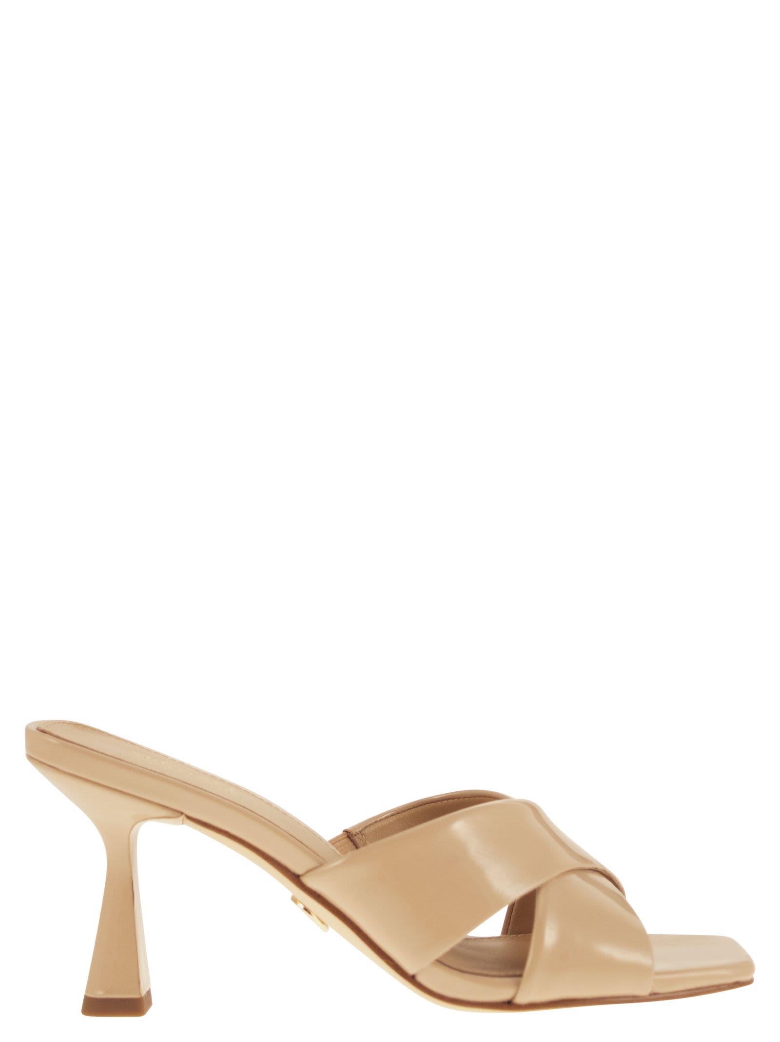 Michael Kors Clara Shiny Leather Sabot in Natural | Lyst