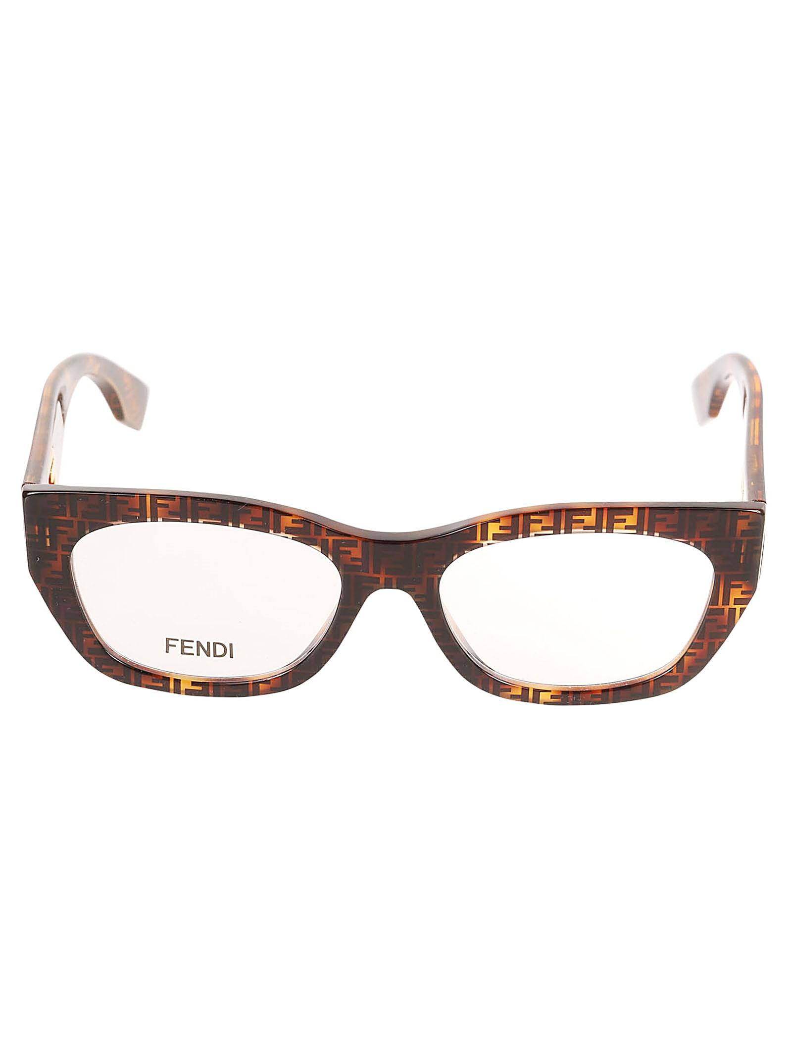 Fendi All-Over Logo Detail Glasses in Brown | Lyst