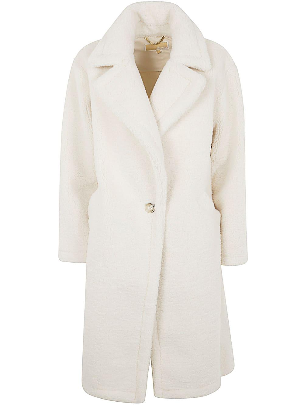 MICHAEL Michael Kors Oversized Teddy Polyester Coat in White | Lyst