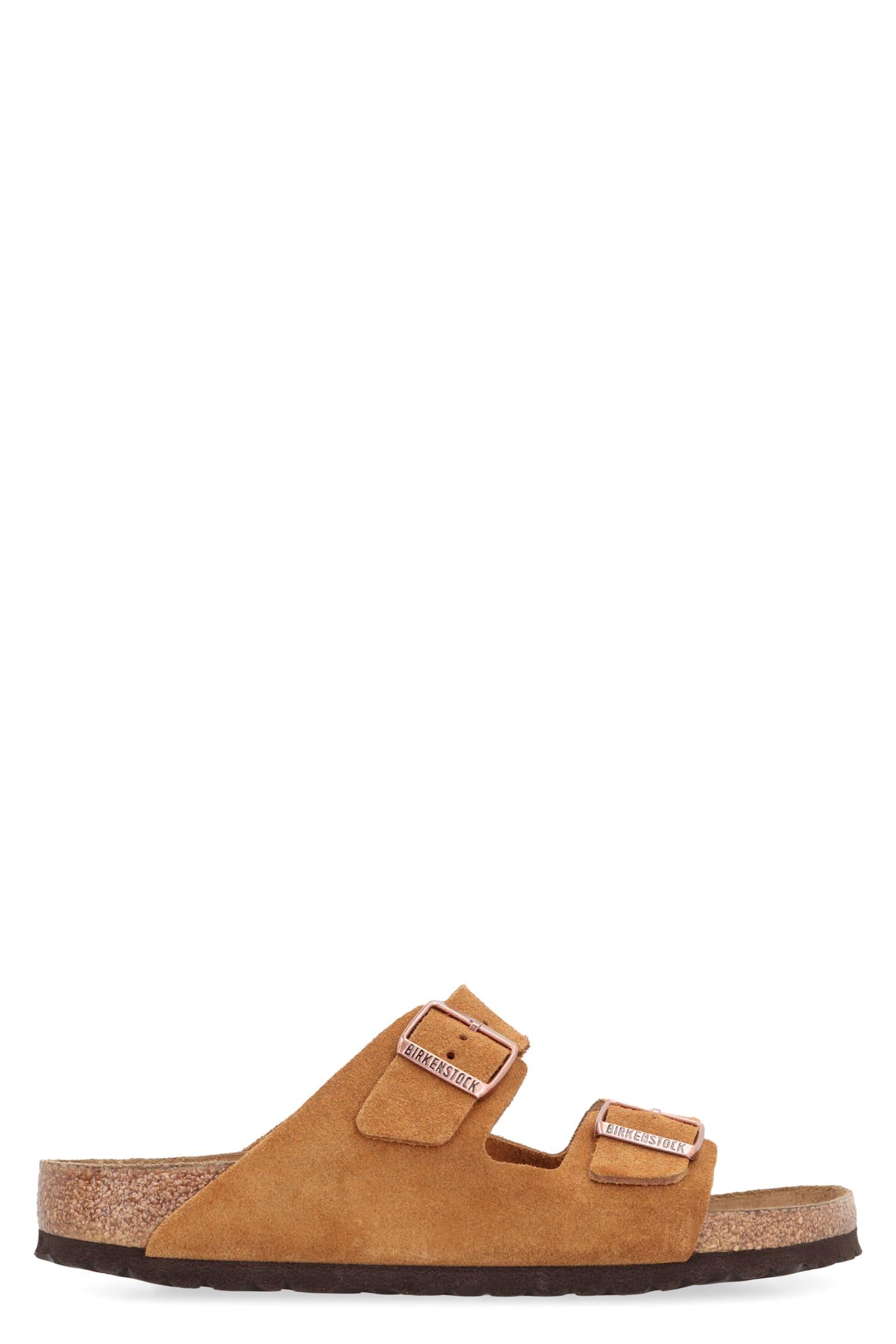 Birkenstock Arizona Suede Slides in Brown for Men | Lyst