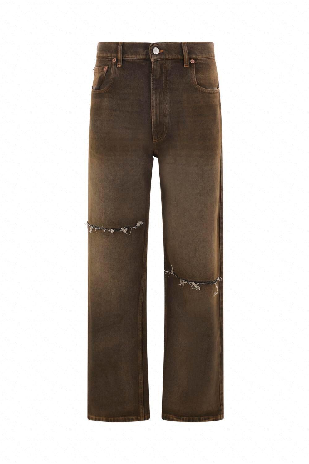 Brown ripped jeans store