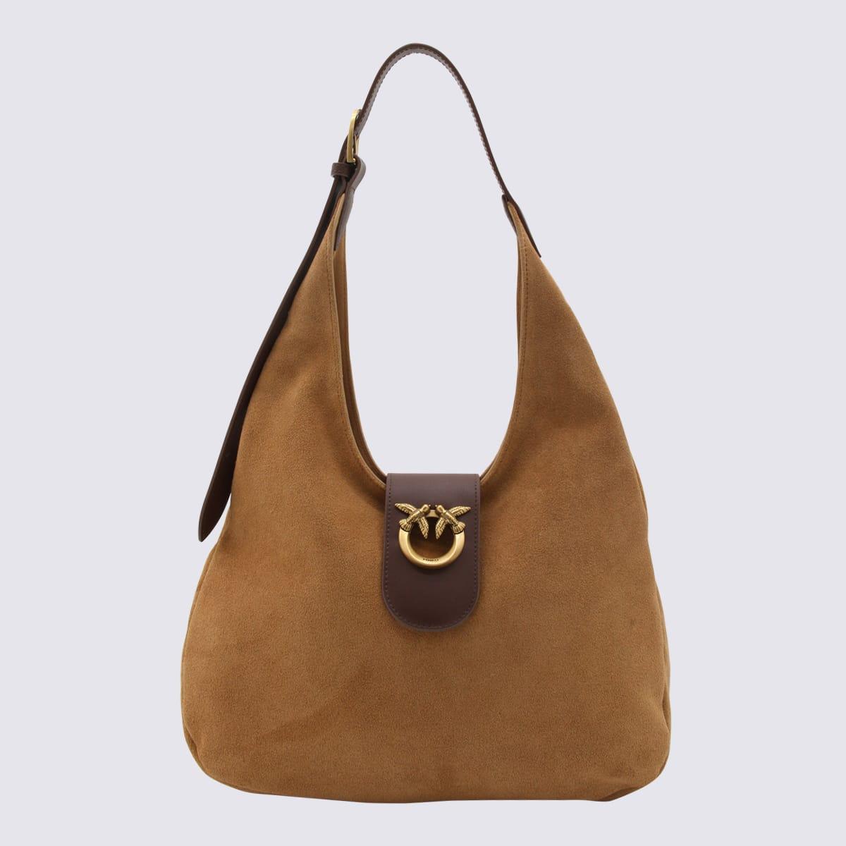 Pinko Suede Mini Hobo Bag in Brown | Lyst
