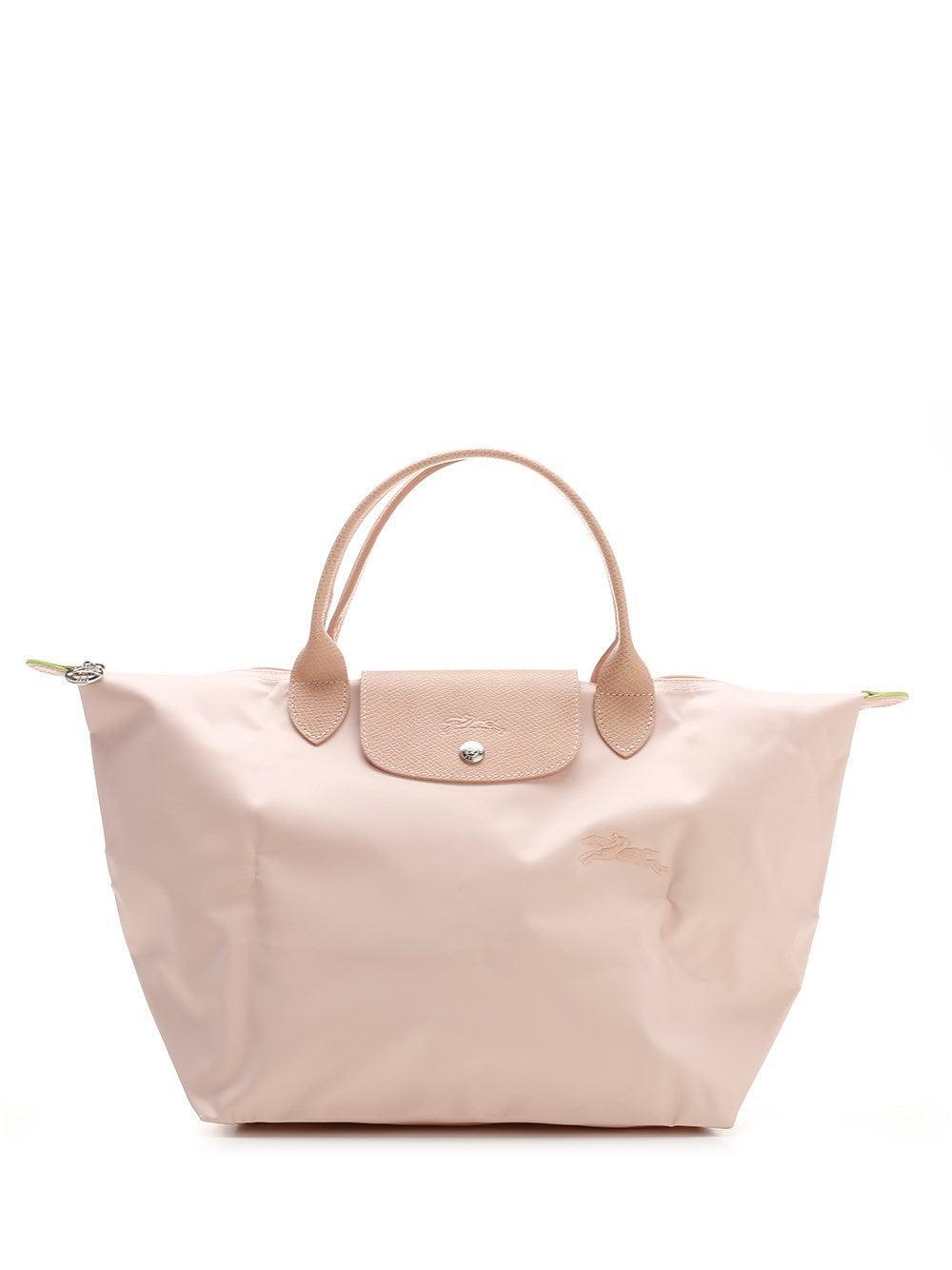 Longchamp Le Pliage Logo Embroidered Tote Bag in Pink | Lyst