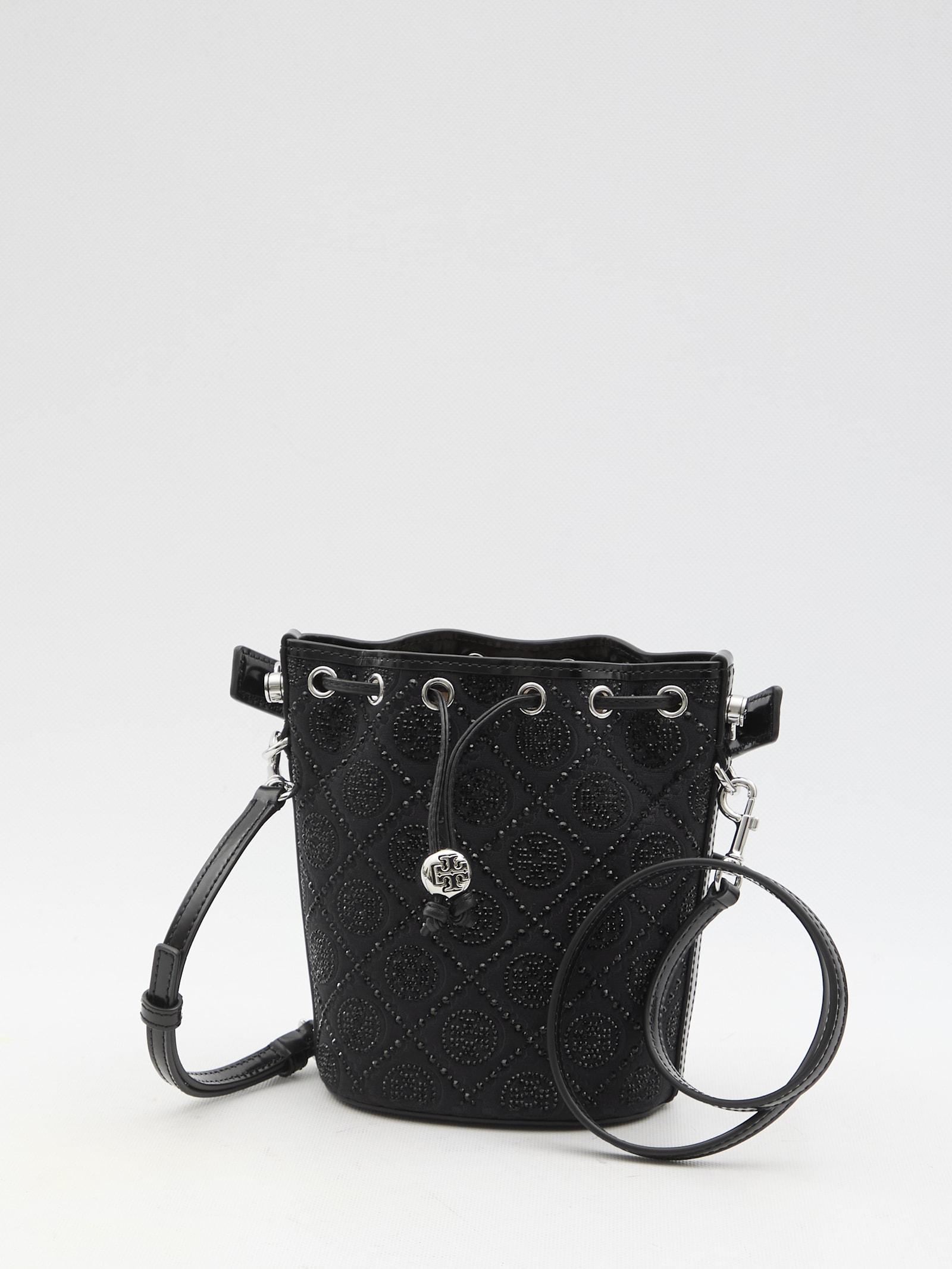 Tory Burch Mini Bucket Handbag With Hotfix Monogram Motif in Black Lyst UK