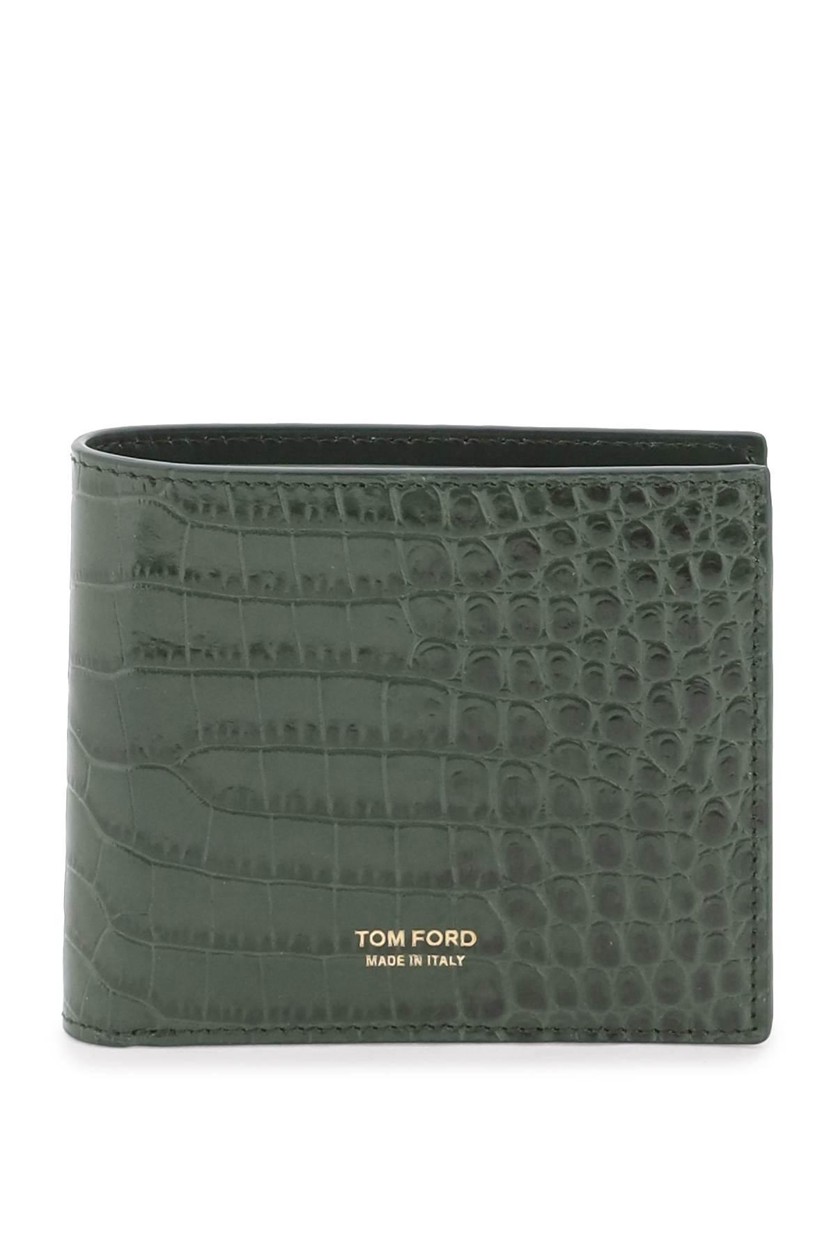 Tom Ford Croco-Embossed Leather Bifold Wallet in Green for Men | Lyst
