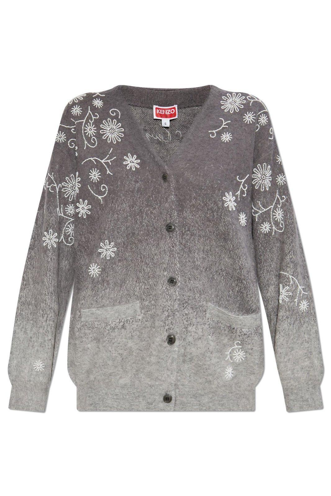 KENZO Cardigan With Beads, ' in Gray | Lyst