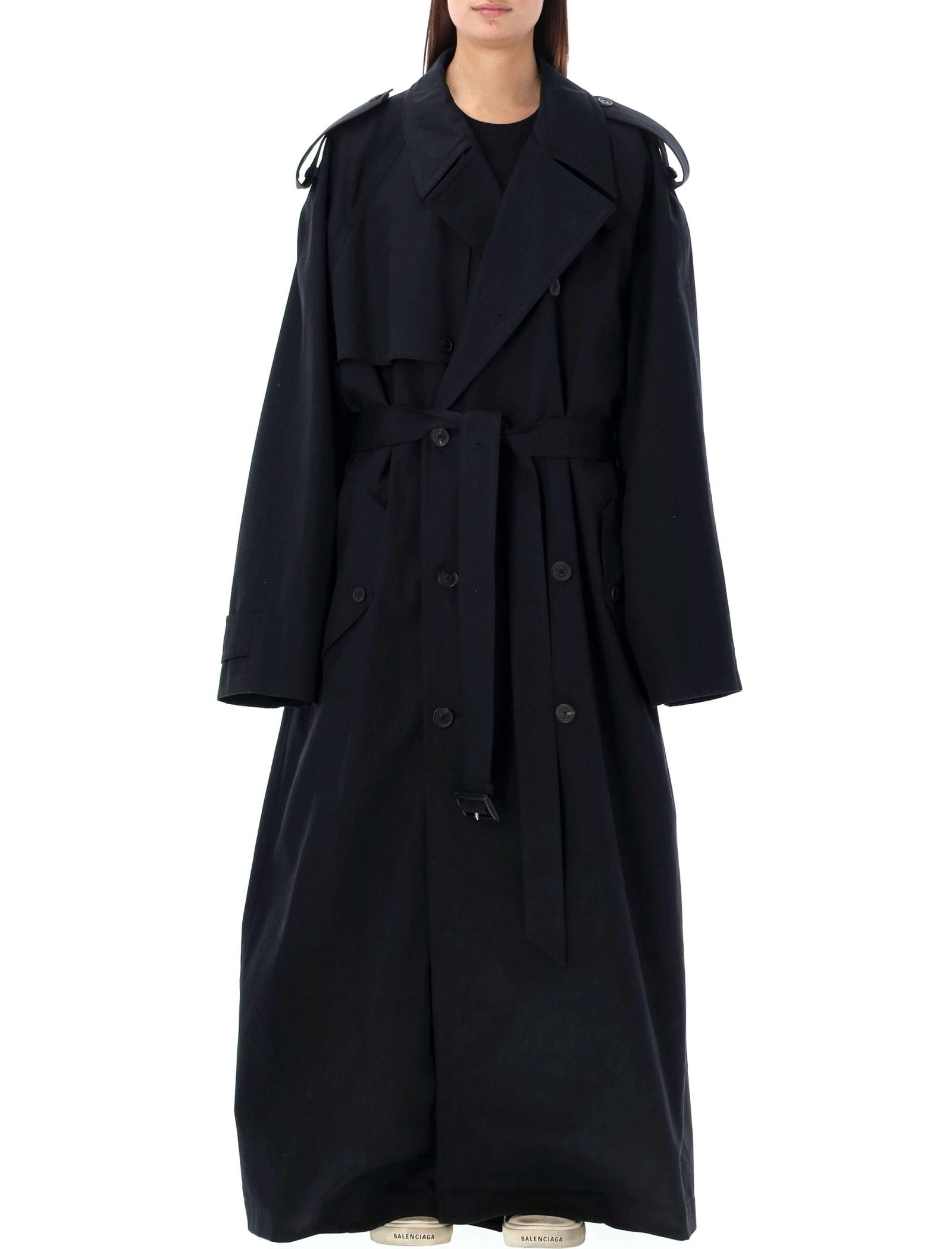 Balenciaga Button-up Trench Coat in Blue | Lyst Balenciaga Button-up Trench Coat in Blue | Lyst