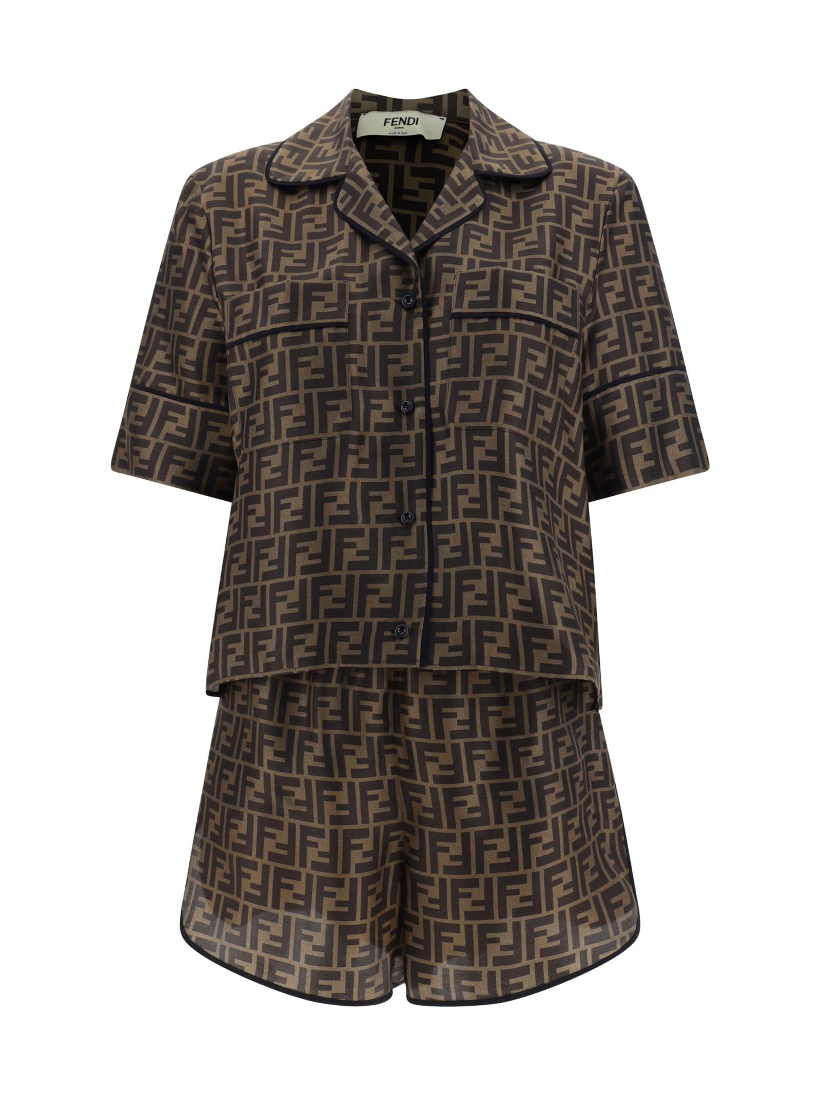 Fendi Ff Pajama Set in Gray | Lyst
