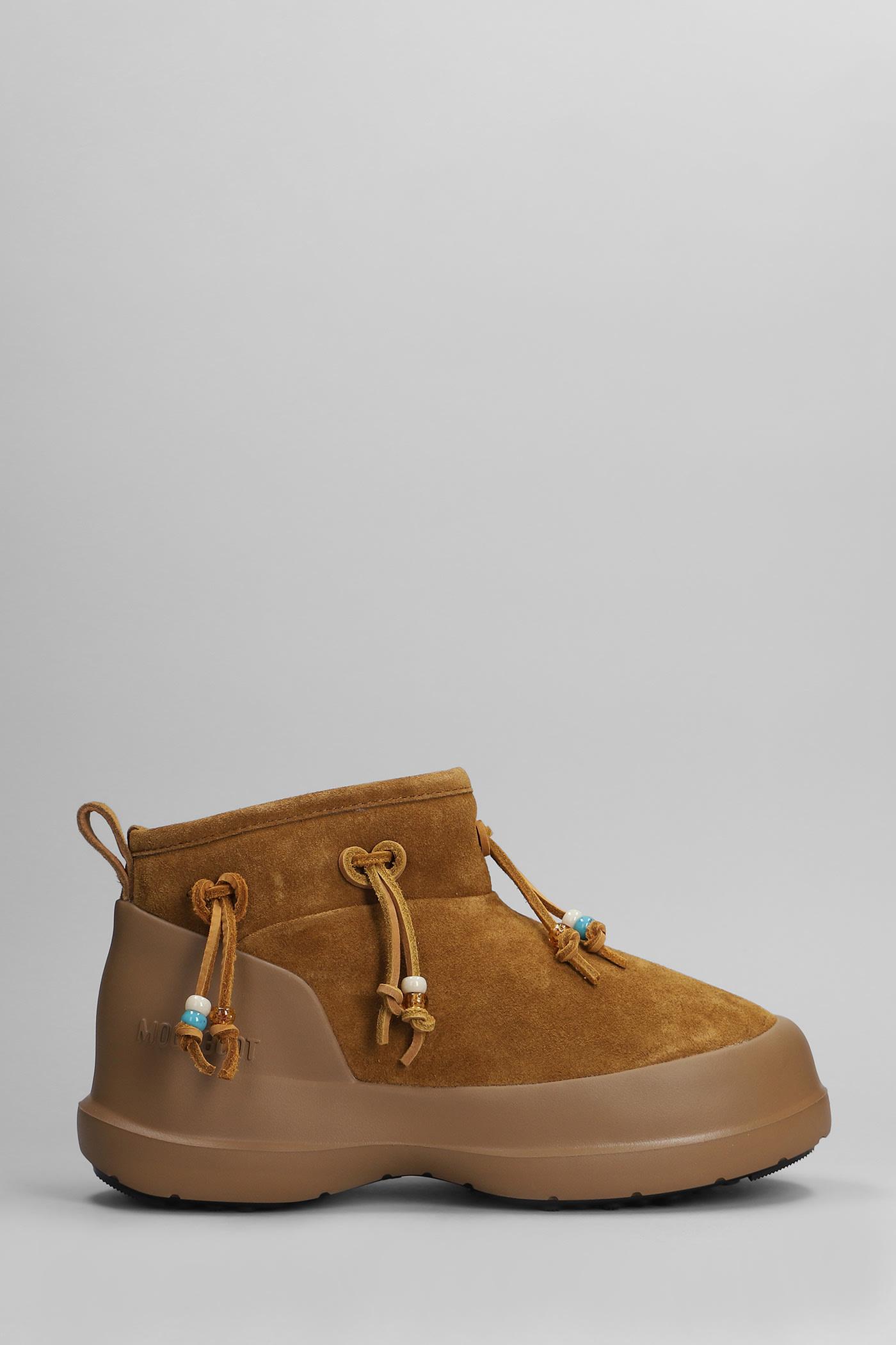 Moon Boot Mb Luna Low Suede Low Heels Ankle Boots in Brown | Lyst