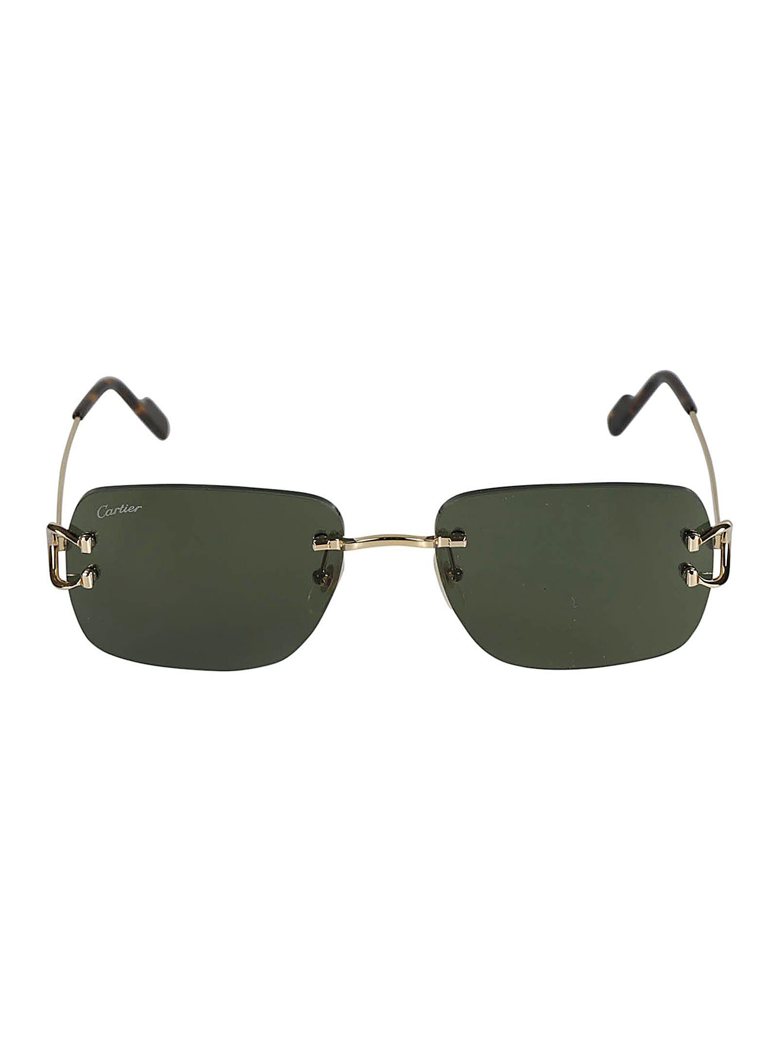 Cartier Metal Temple Rimless Sunglasses in Green for Men | Lyst UK
