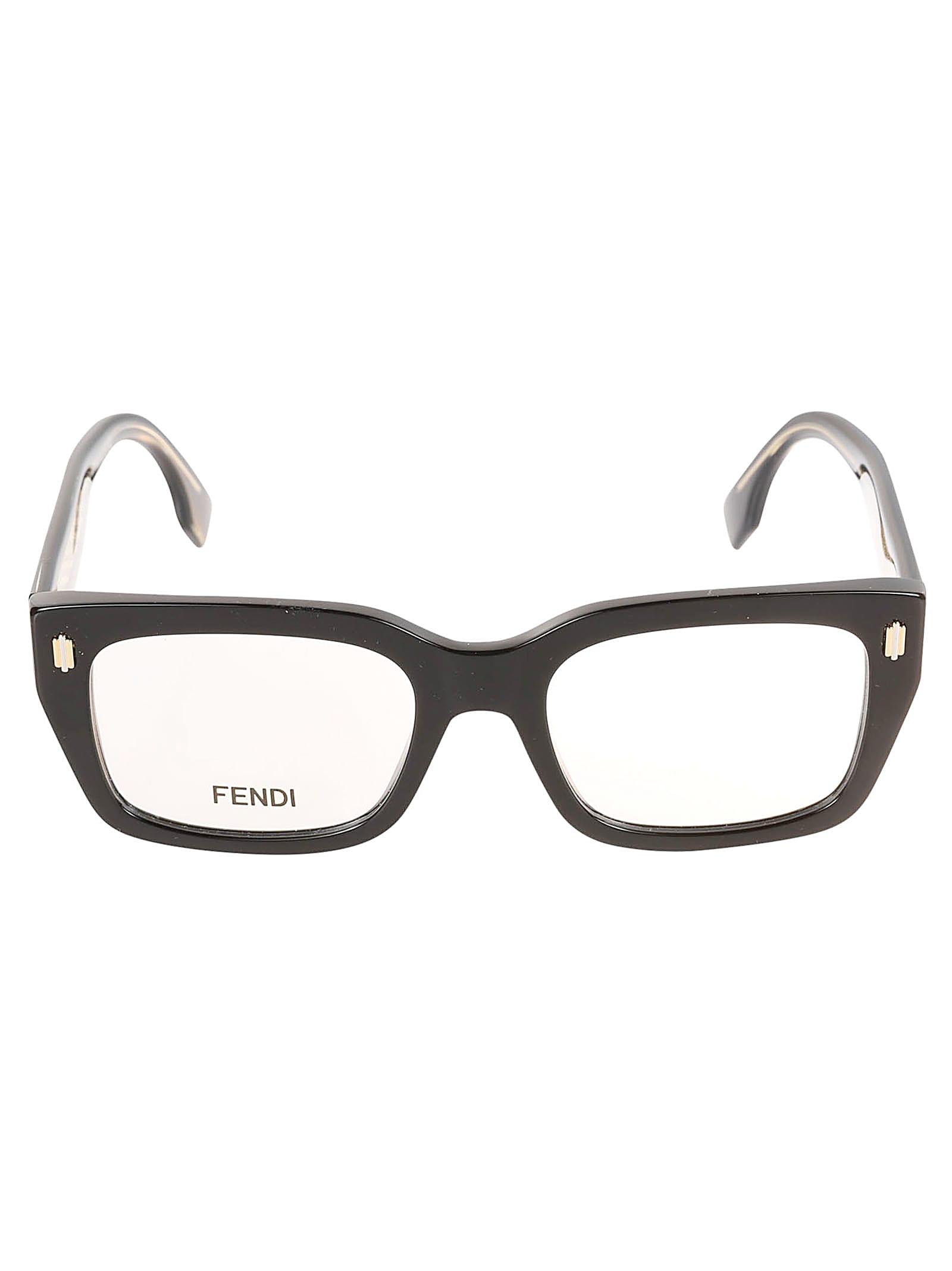 Fendi Logo Sided Square Frame Glasses in Brown | Lyst