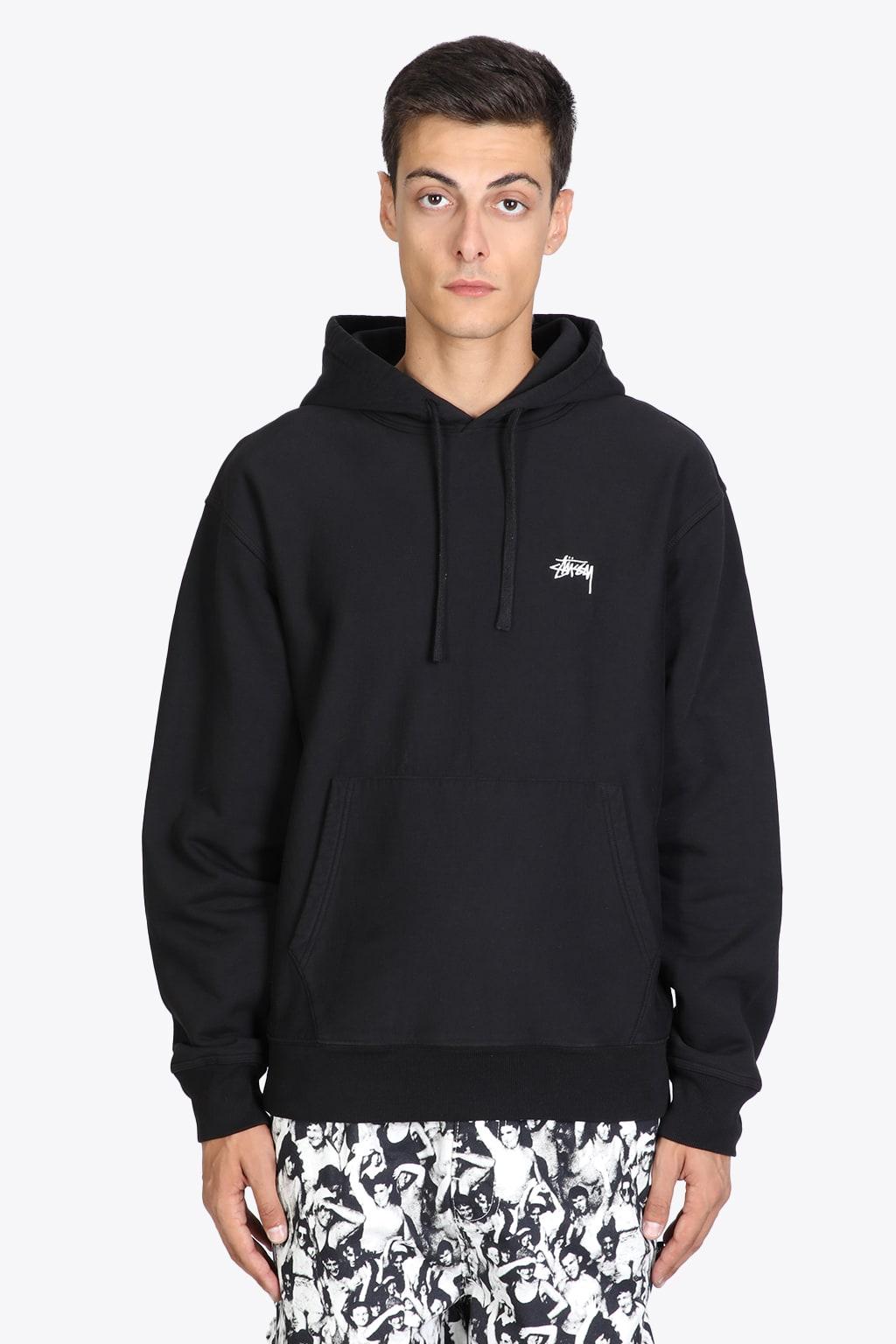 Stussy Stock Logo Hood Black Cotton Hoodie With Logo Embroidery - Stock ...