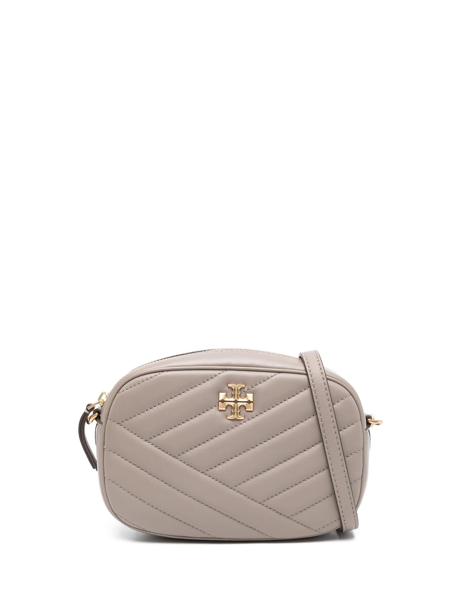Tory Burch Chevron Leather Camera Crossbody Bag in Gray | Lyst
