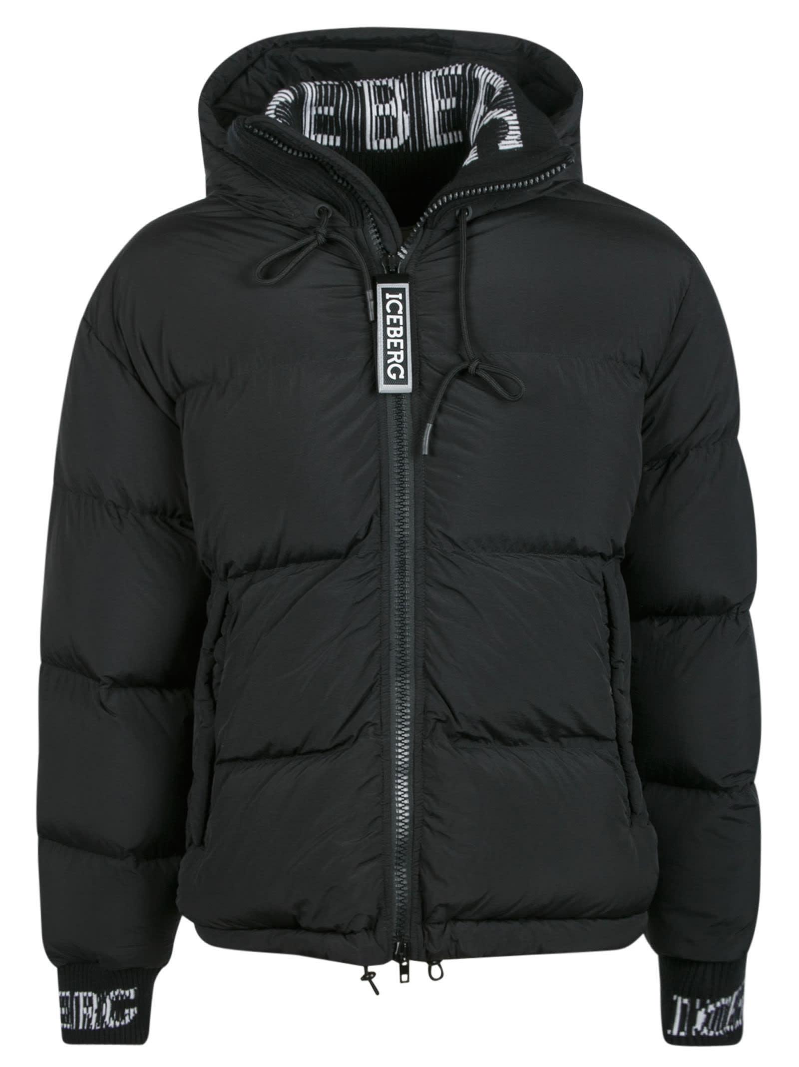 Iceberg Logo Trimmed Padded Jacket in Black for Men | Lyst