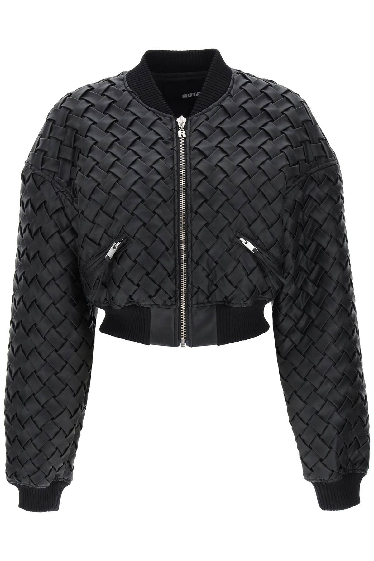 ROTATE BIRGER CHRISTENSEN Cropped Bomber Jacket In Braided Faux Leather ...