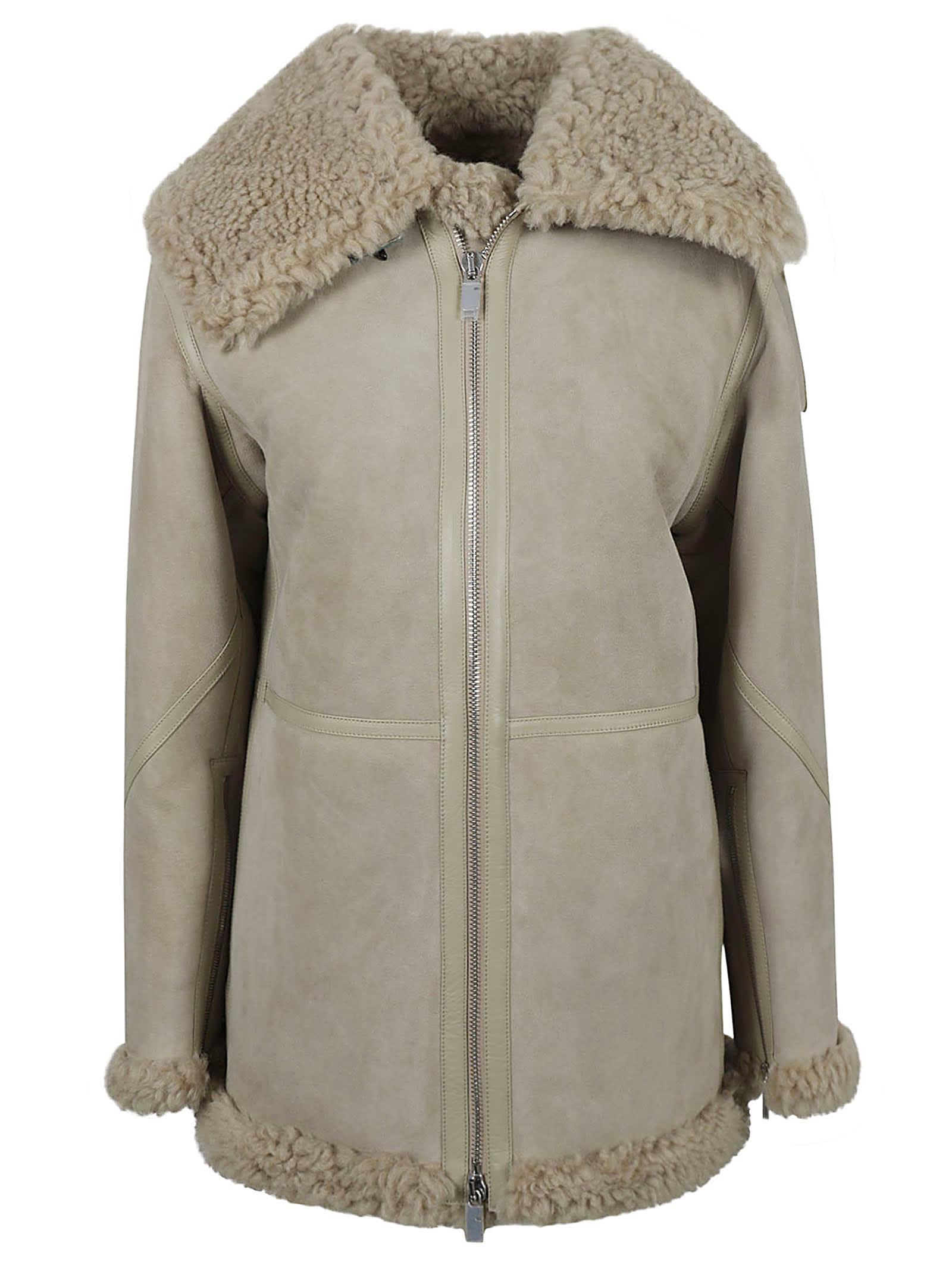Burberry Suede Leather Shearling Jacket in Gray | Lyst