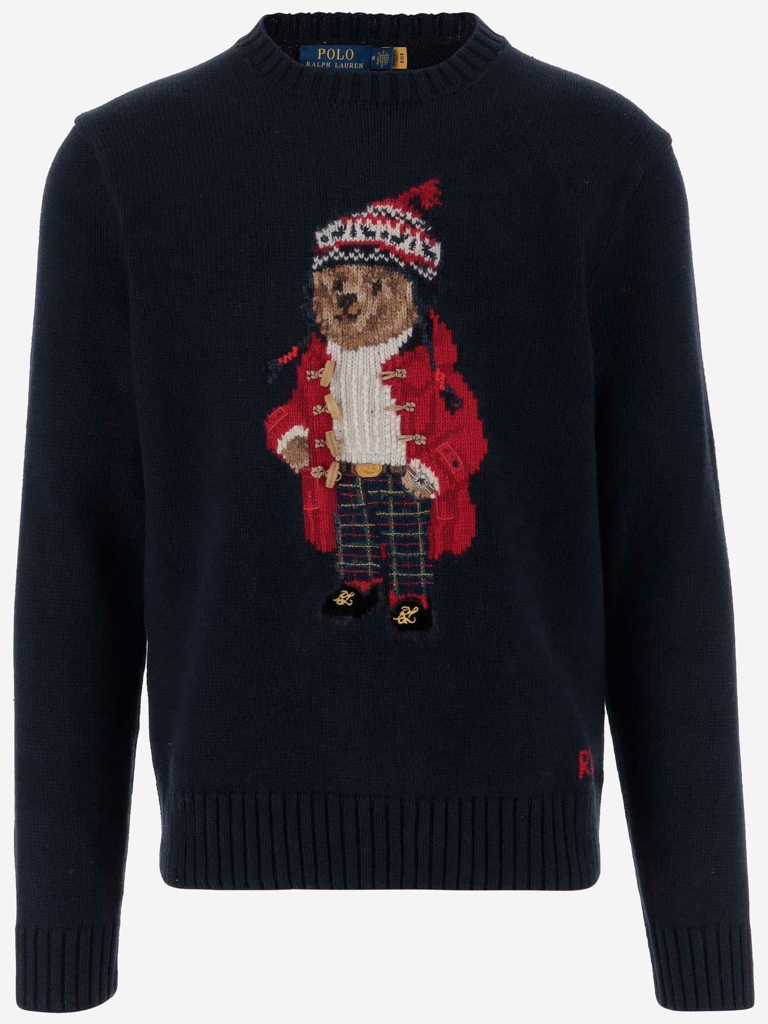 Polo Ralph Lauren Cotton And Cashmere Sweater With Polo Bear Pattern in Blue for Men | Lyst