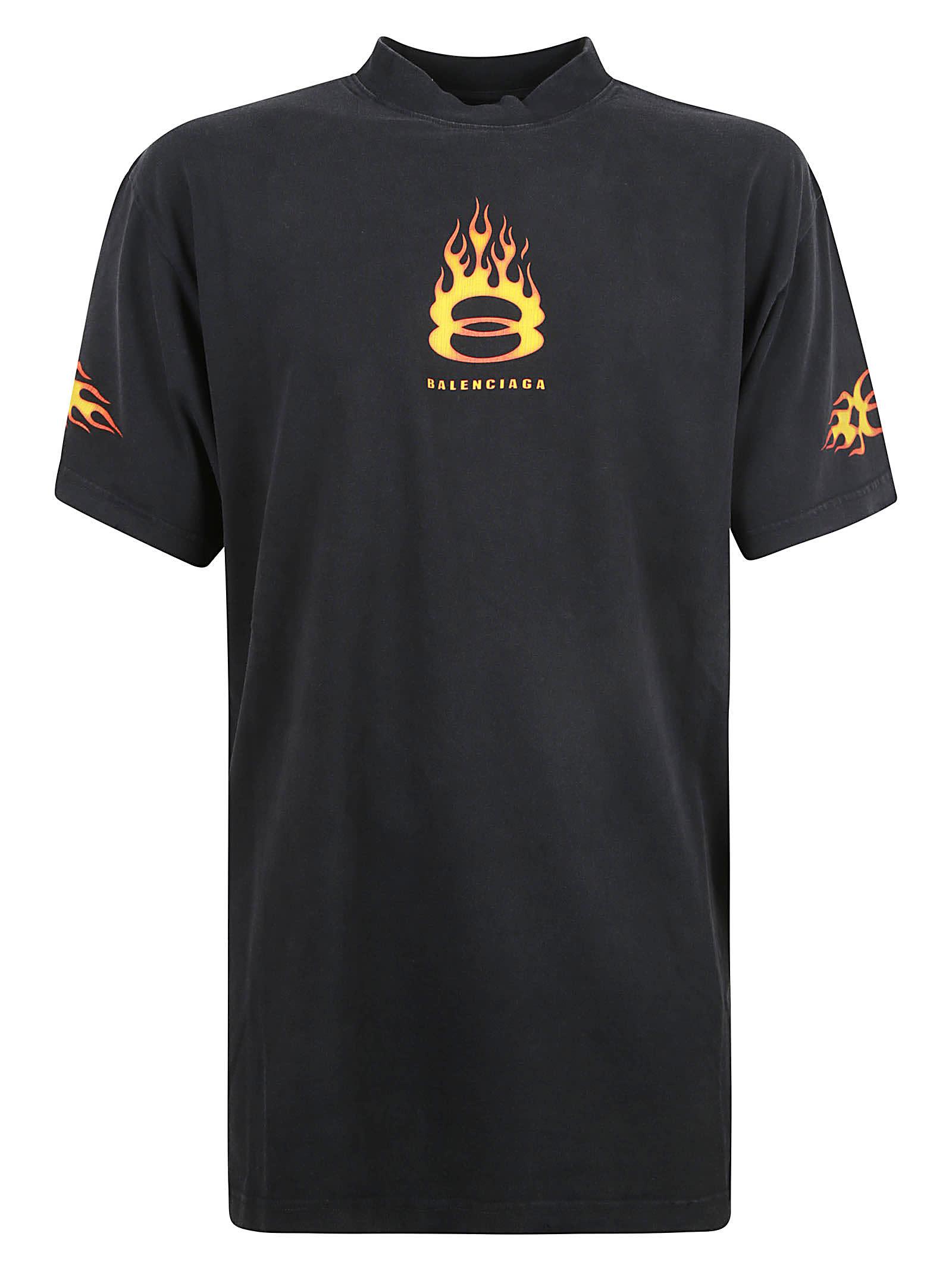 Balenciaga Burning Unity Logo Printed Oversized T-shirt in Black for ...
