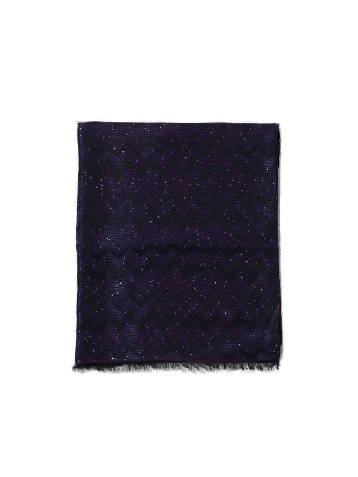 Missoni Zigzag Sequin Frayed Edge Scarf in Blue | Lyst UK