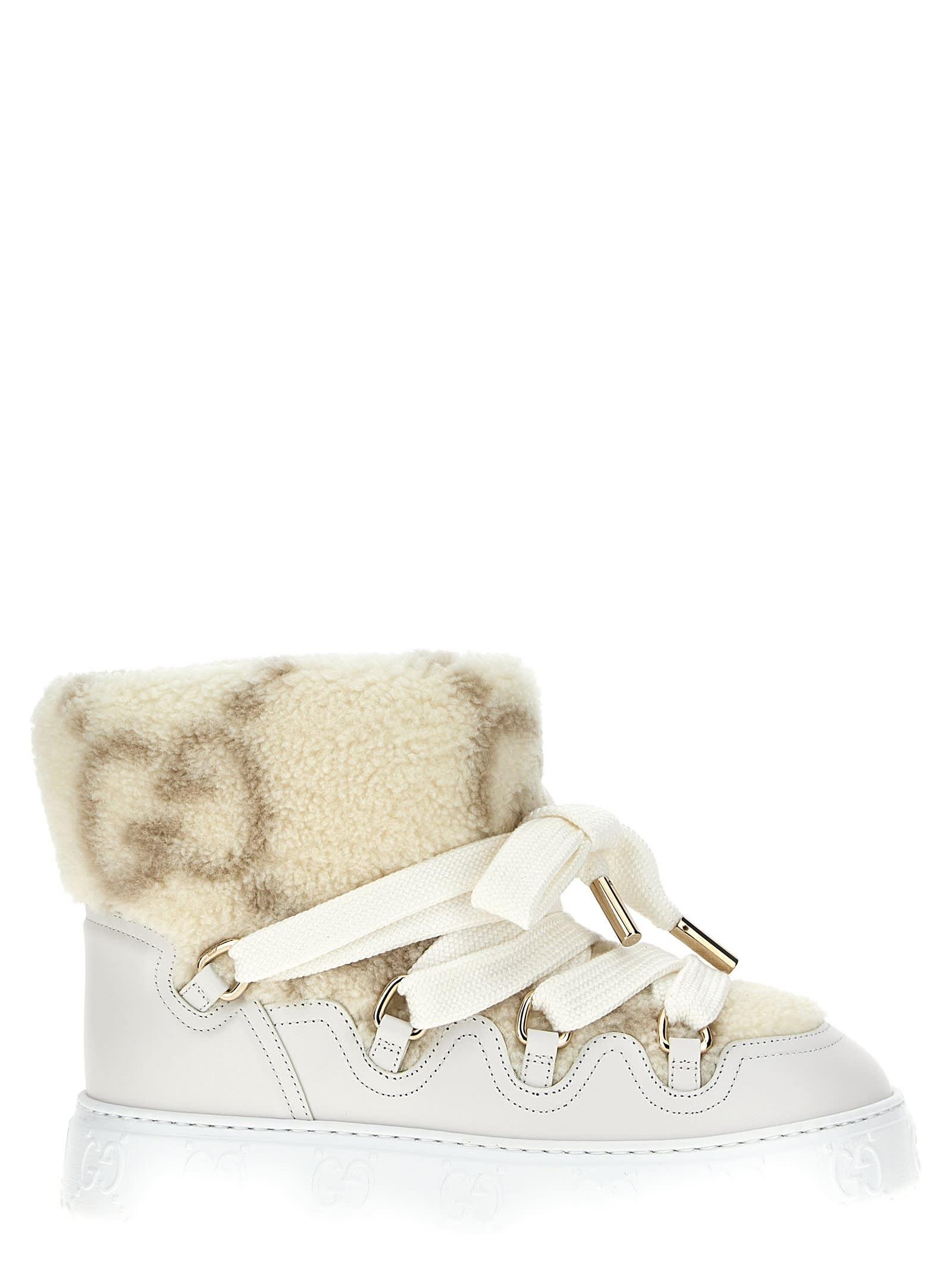Gucci Gg Teddy Ankle Boots in White | Lyst