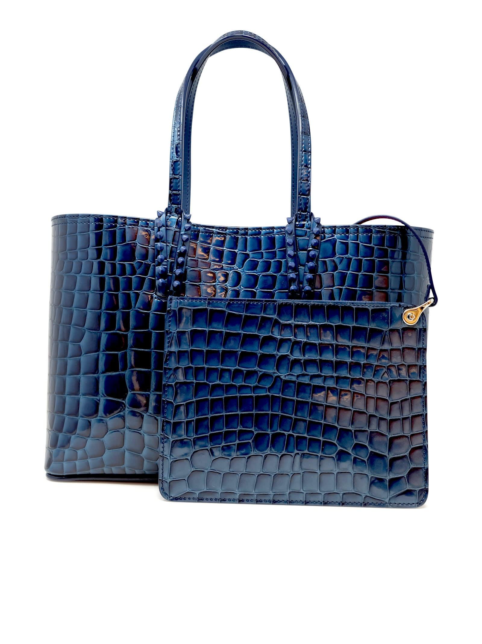 Christian Louboutin Denim Leather Cabata Small Calf Ali Bag in Blue | Lyst