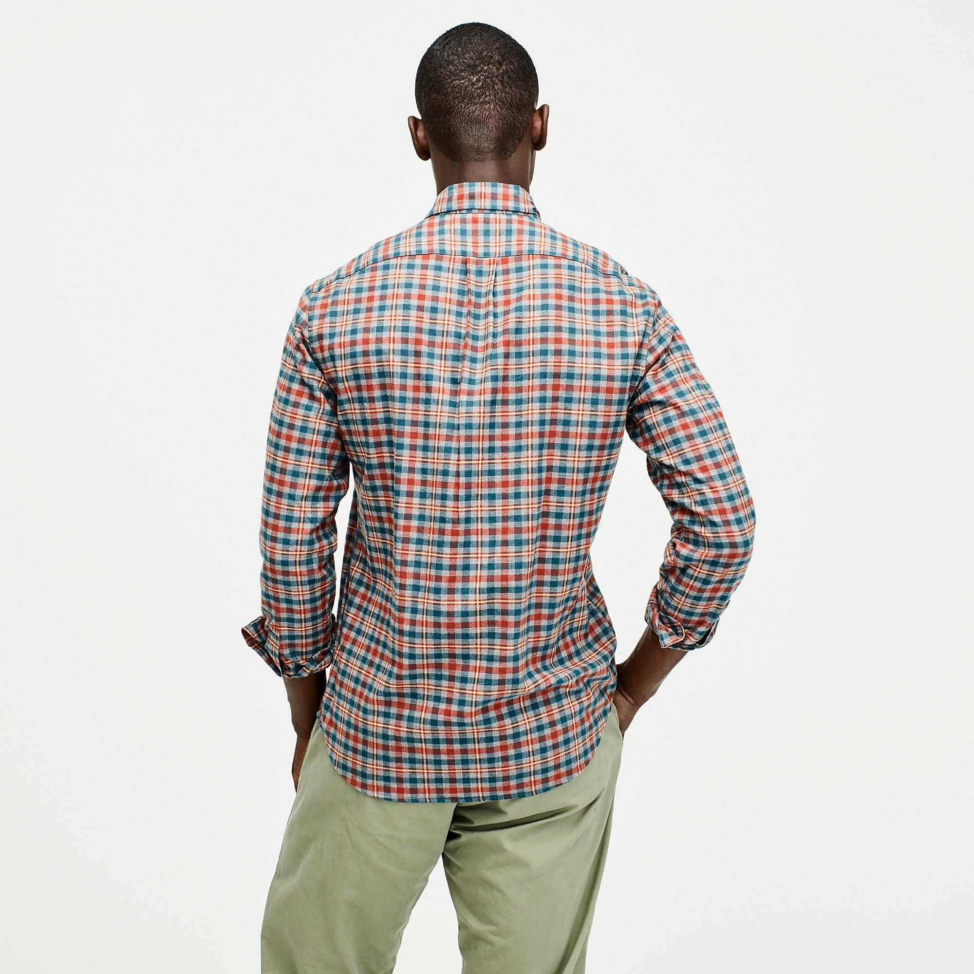 J.Crew Flannel Slim Untucked Brushed Twill Shirt In Heather Plaid in Gray for Men - Lyst