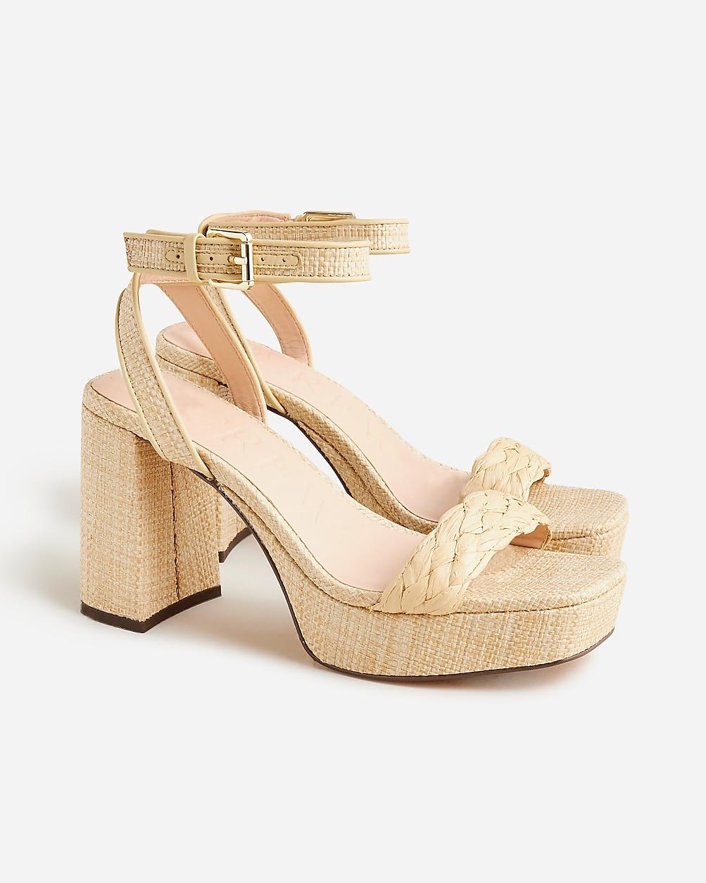 J.Crew Ankle-Strap Platform Heels in Natural | Lyst