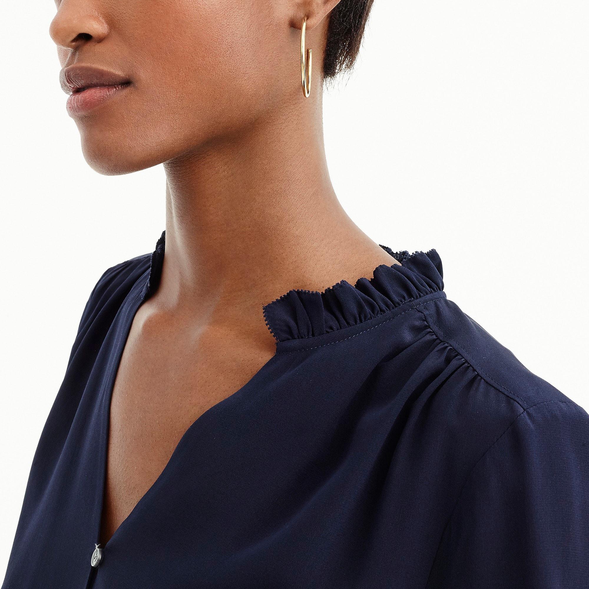 Navy Ruffle Blouse Uk