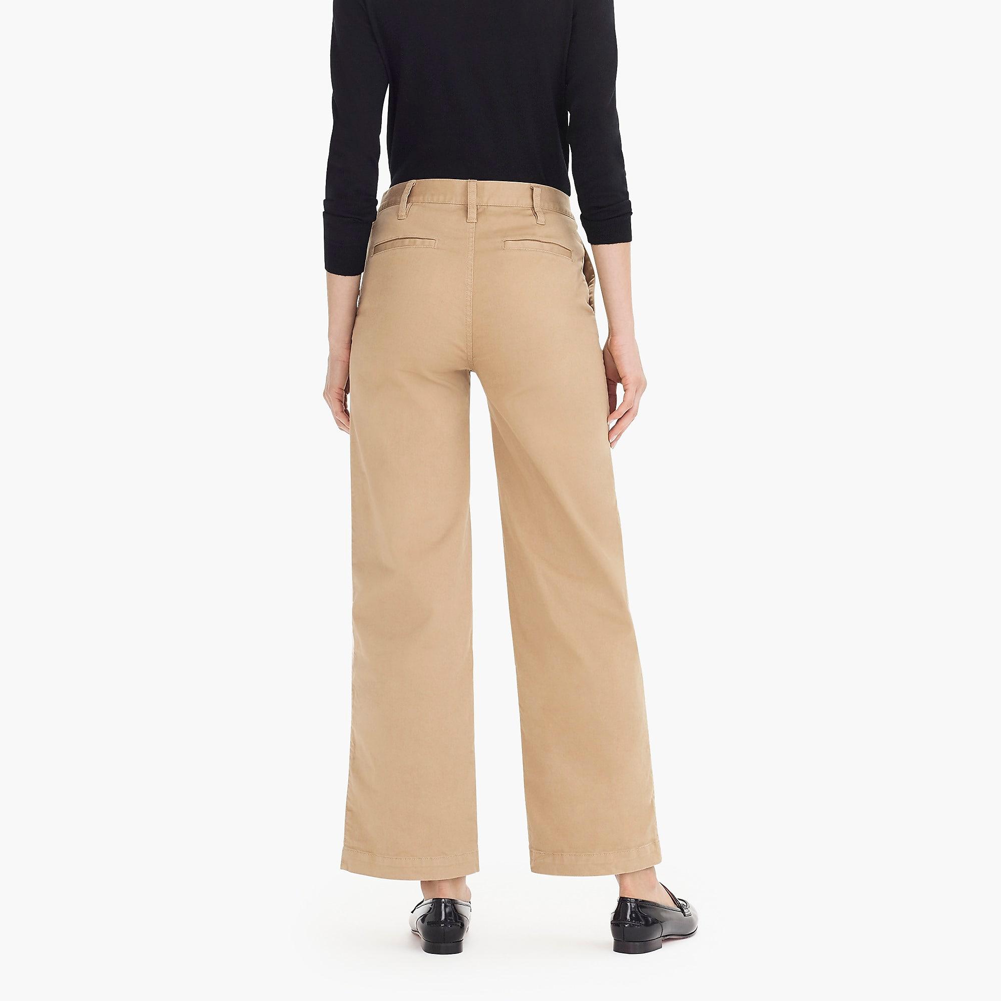 J Crew Cotton Full Length Wide Leg Chino Pant Lyst