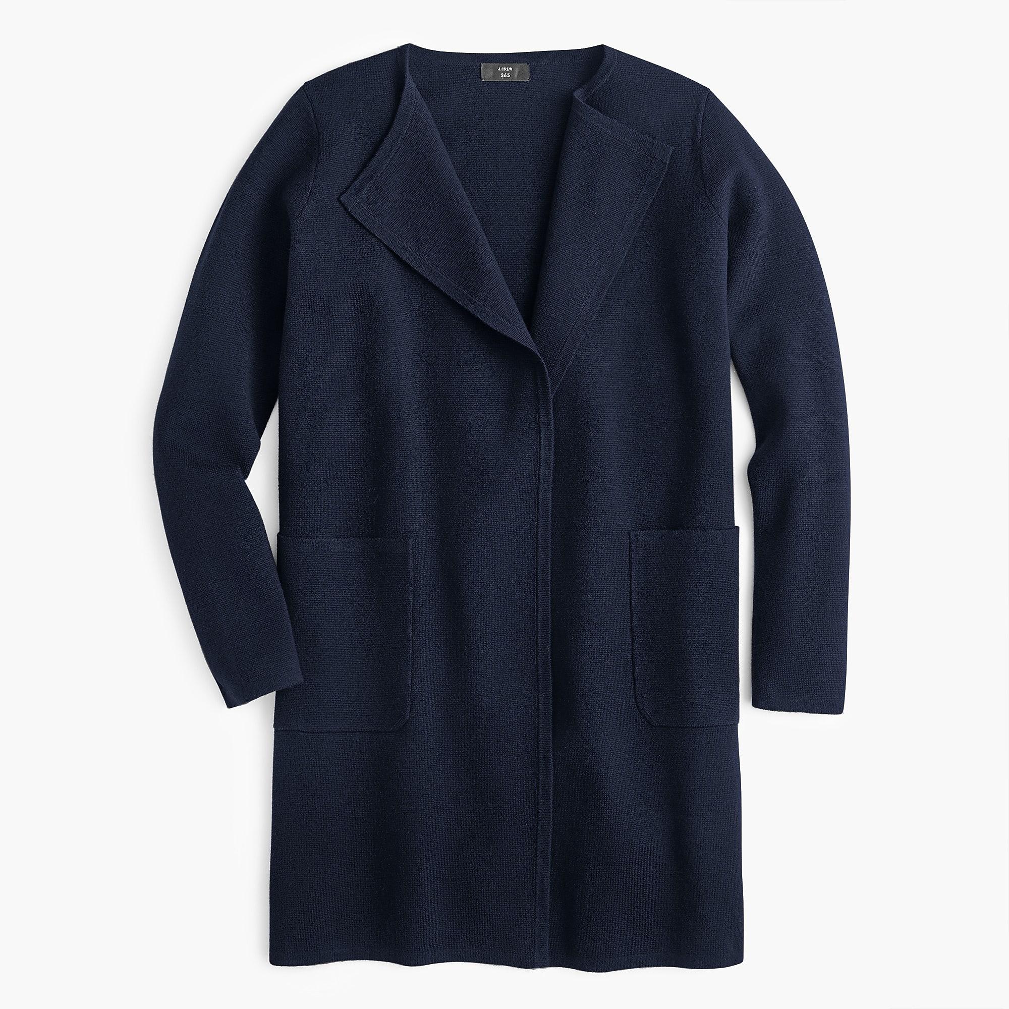 J.Crew Cotton Juliette Collarless Sweater-blazer in Navy (Blue) - Lyst