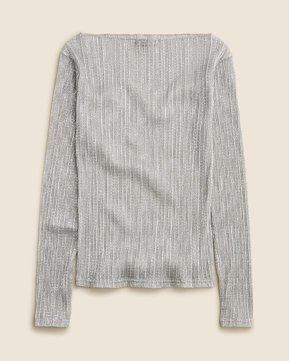 J.Crew Metallic Sheer Boatneck Knit Top in Gray | Lyst