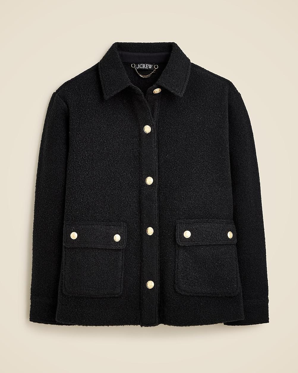 J.Crew Bouclé Shirt-Jacket in Black | Lyst