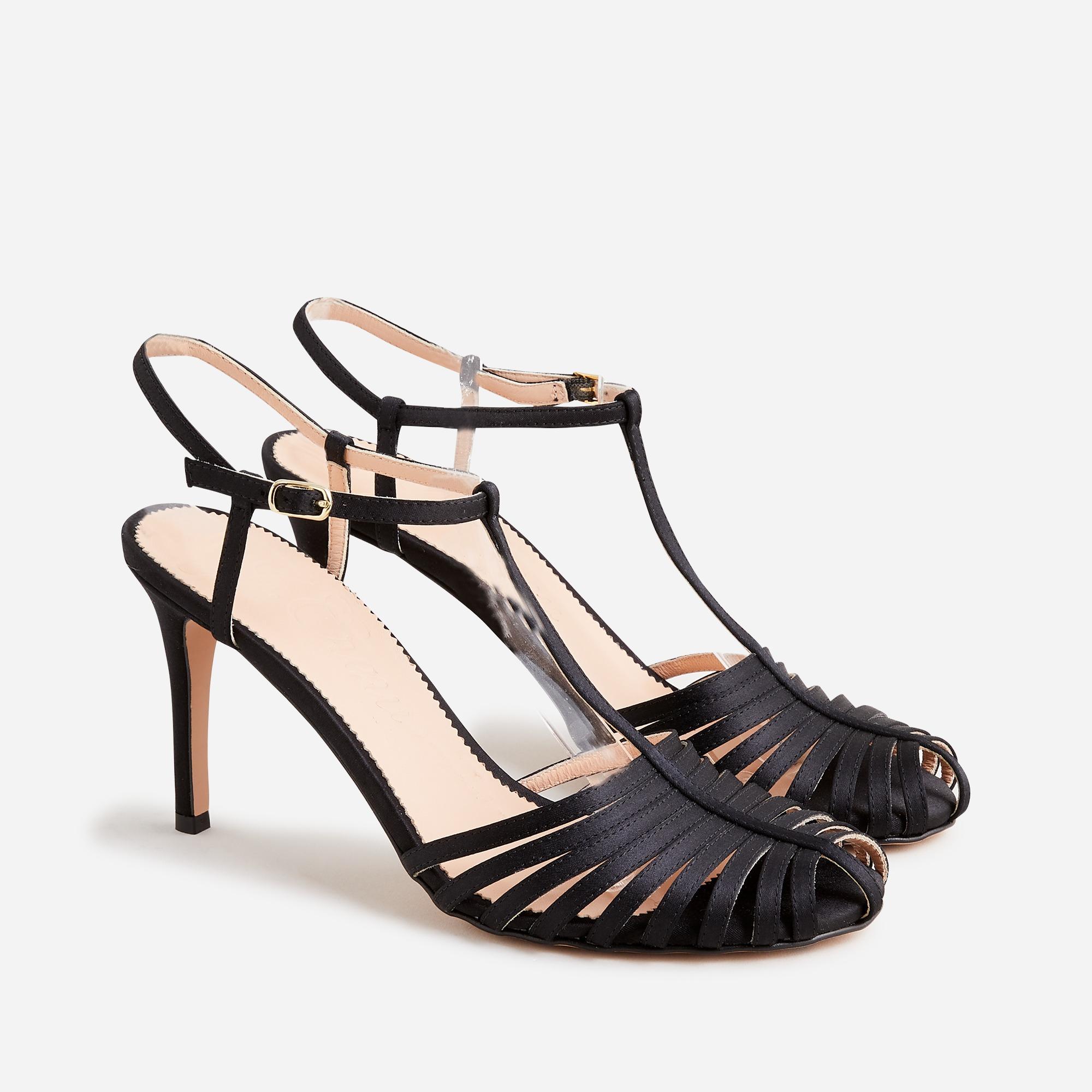 J.Crew Rylie Caged-toe Heels In Satin in Black | Lyst