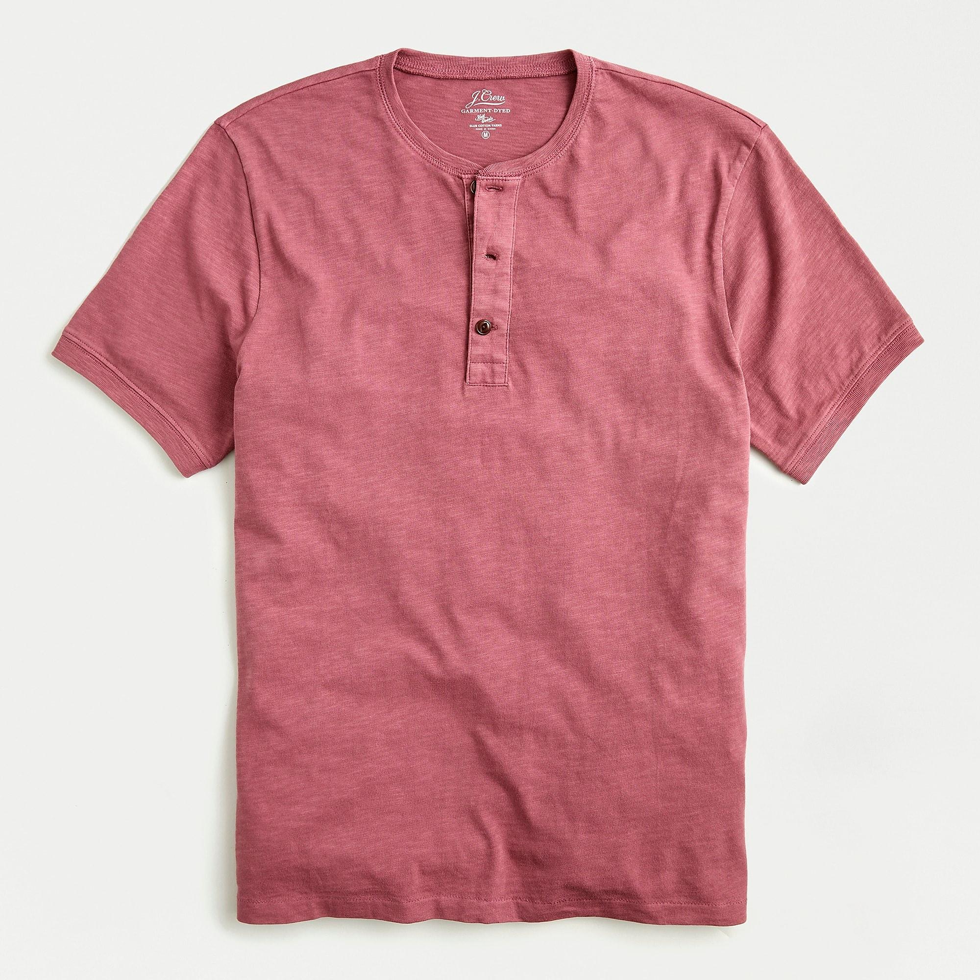 J Crew Garment Dyed Slub Cotton Short Sleeve Henley In Red For Men Lyst