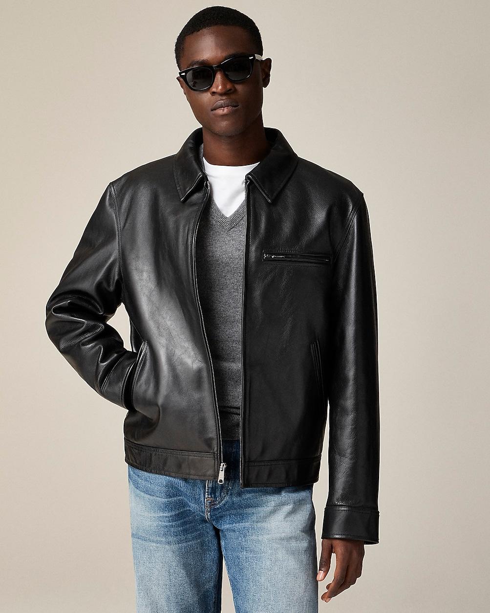 J.Crew Wallace & Barnes Italian Leather Work Jacket in Black for Men | Lyst