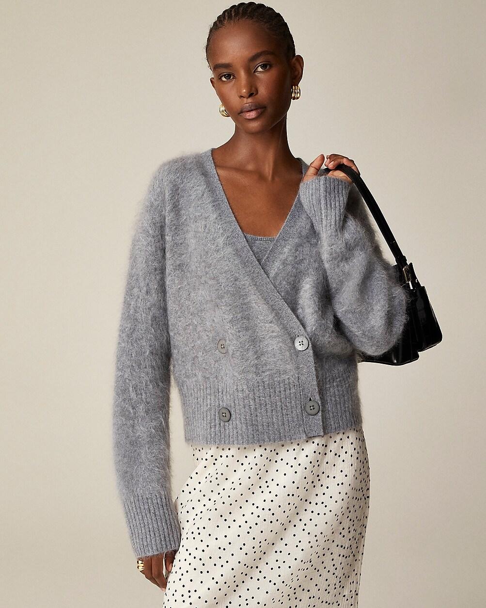 J.Crew Brushed Cashmere Double-Breasted Cardigan in Gray | Lyst J.Crew Brushed Cashmere Double-Breasted Cardigan in Gray | Lyst