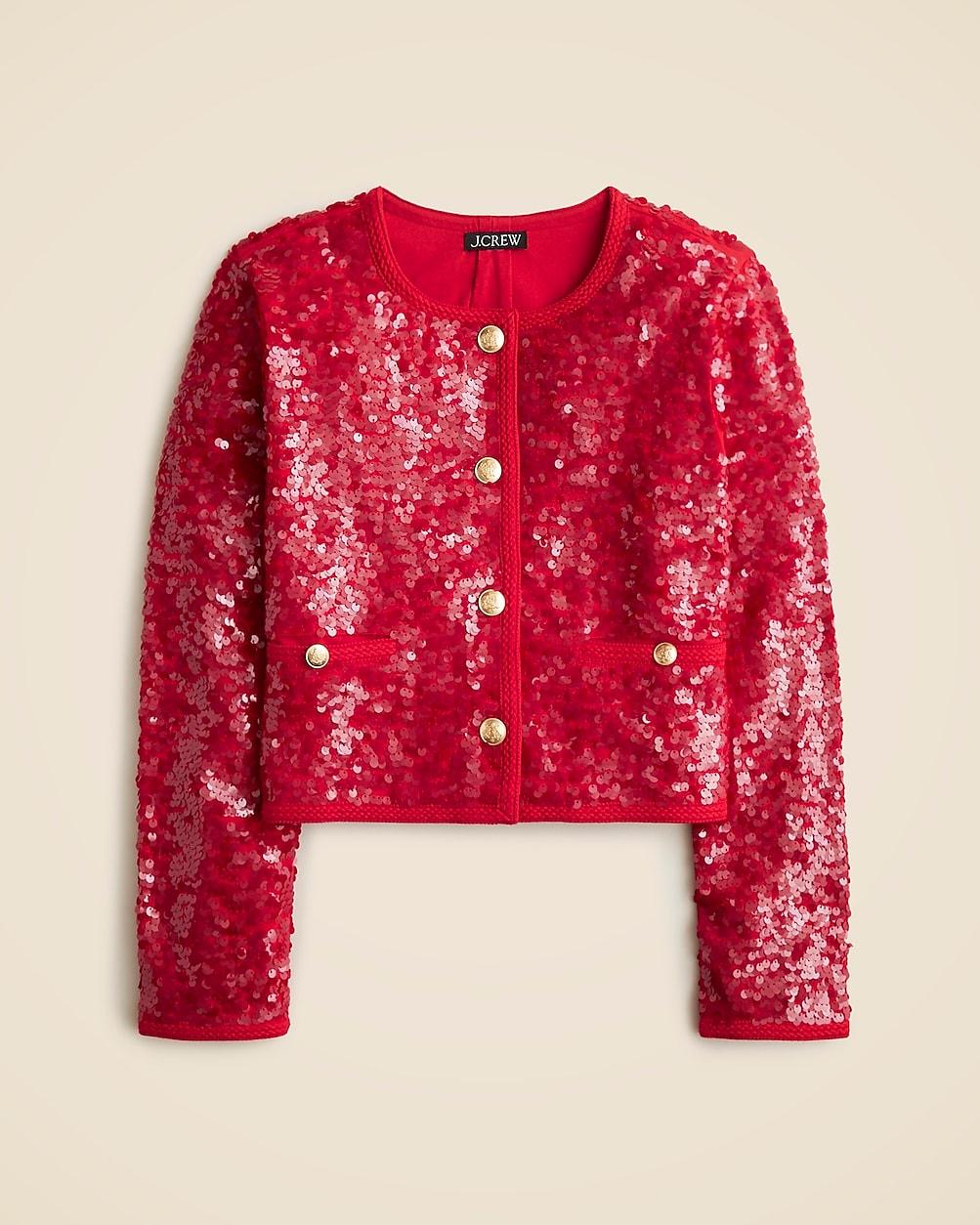 J.Crew Mariner Jersey Lady Jacket With Sequins in Red | Lyst