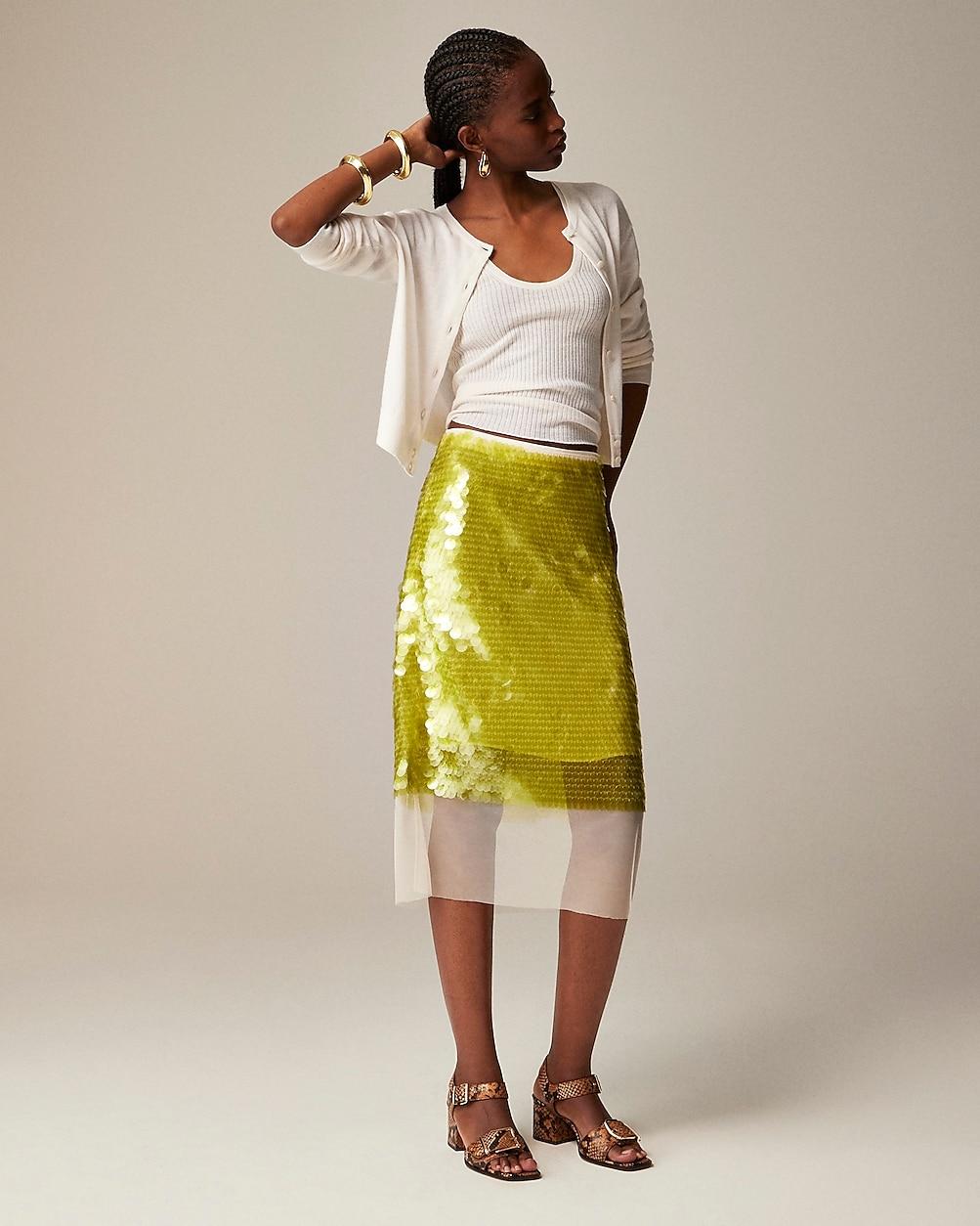 J.Crew Collection Sequin Paillette Midi Skirt in Yellow | Lyst