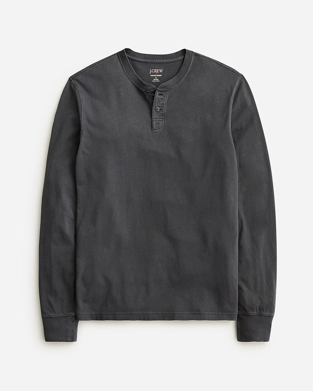 J.Crew Vintage-Wash Cotton Henley in Gray for Men | Lyst