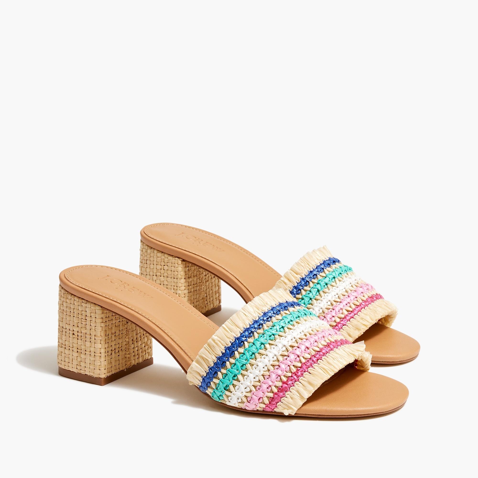 J Crew Faux Raffia Heeled Sandals In Pink Lyst