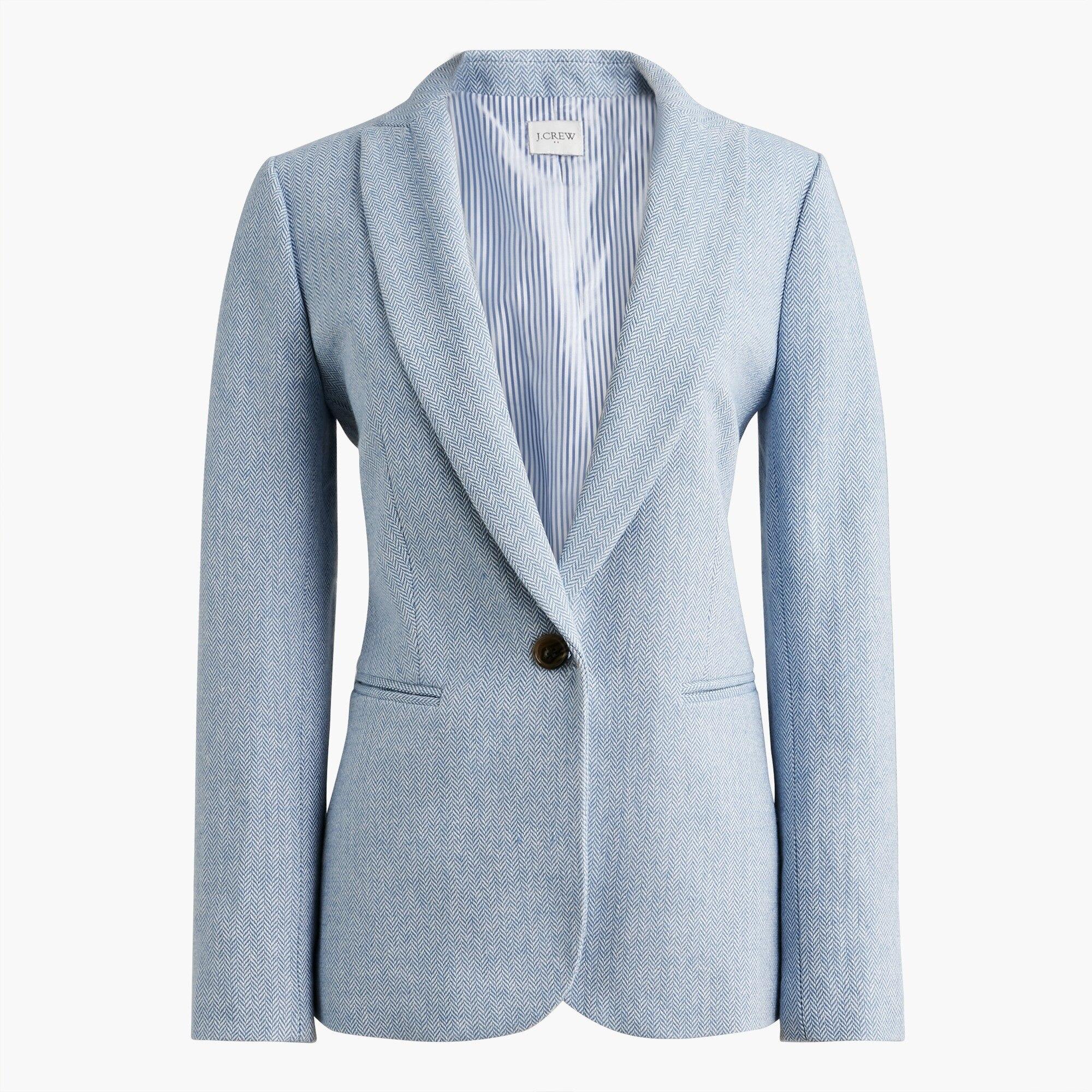 J Crew Herringbone One Button Holland Blazer In Blue Lyst